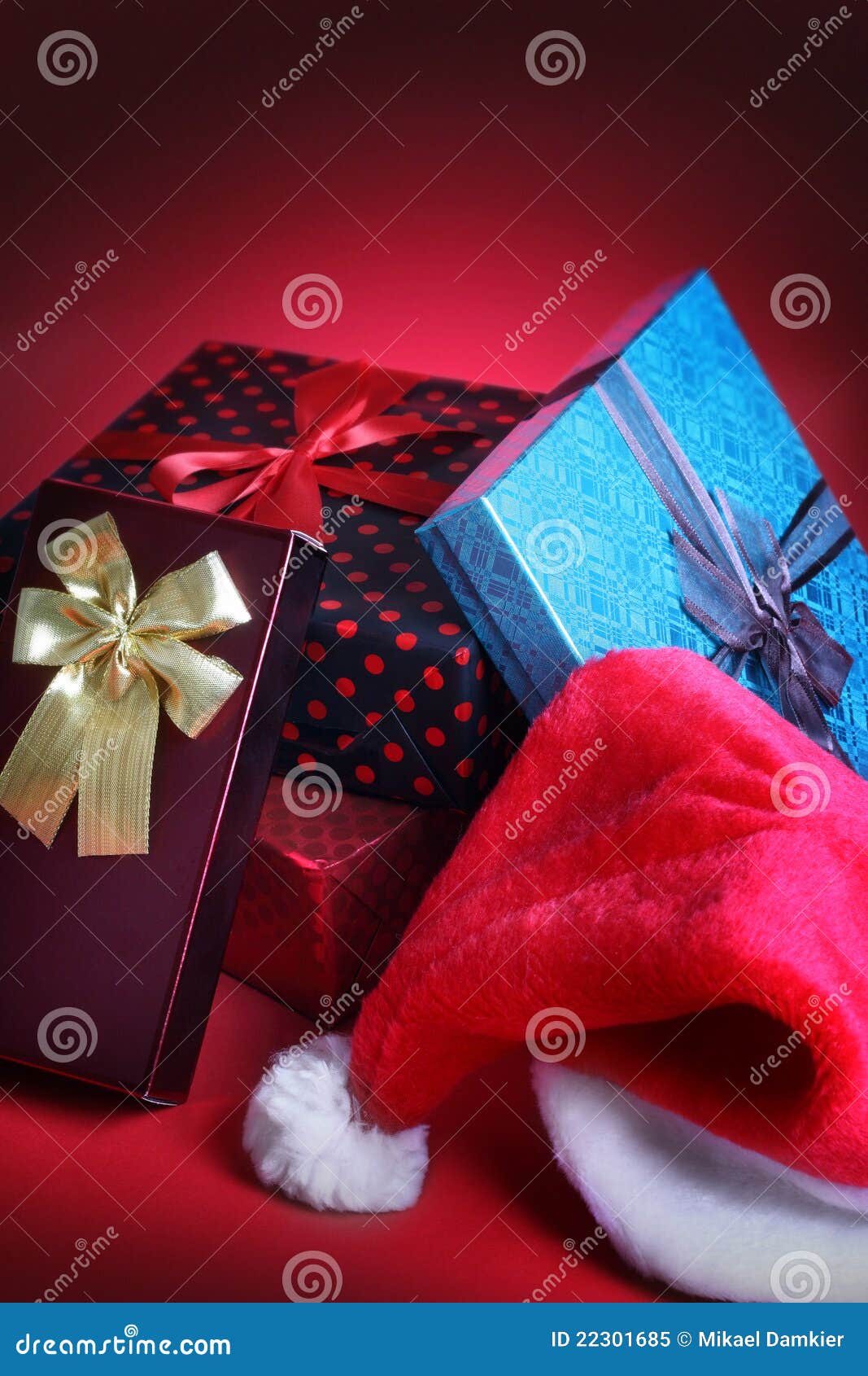 Christmas Gift and Santa Hat Stock Image - Image of celebration, santa ...