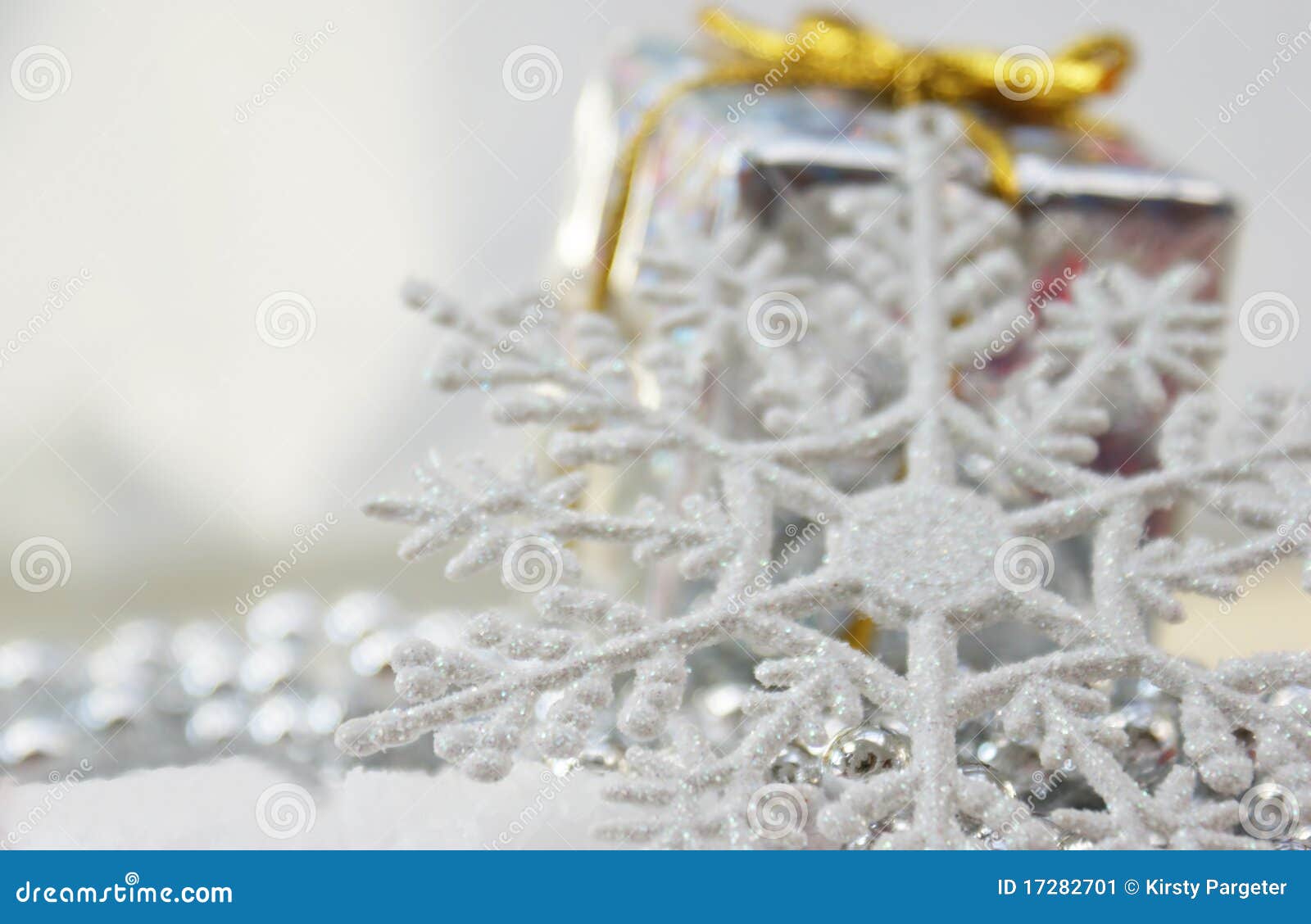 Christmas Gift and Snowflake Stock Image - Image of present, silver ...