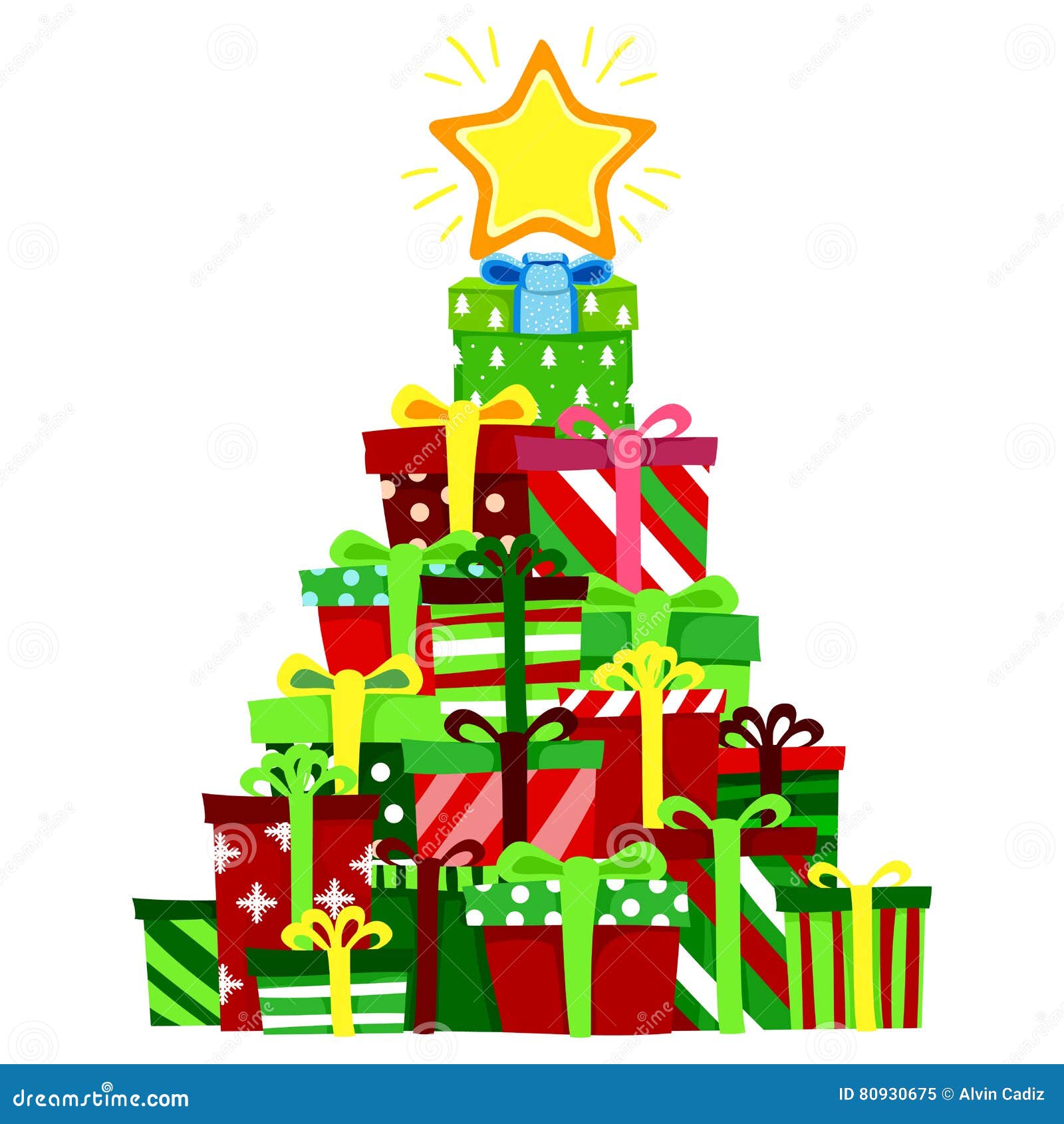 Christmas Gift Stack As Christmas Tree Stock Vector - Illustration of ...
