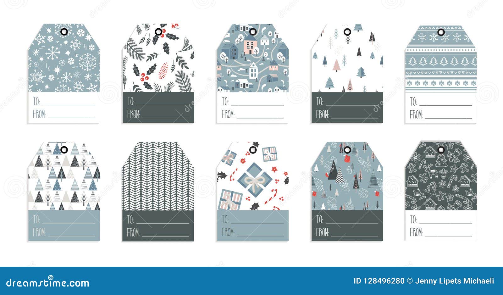 Christmas Gift Tag Set in Retro Style . Vector Illustration Stock ...