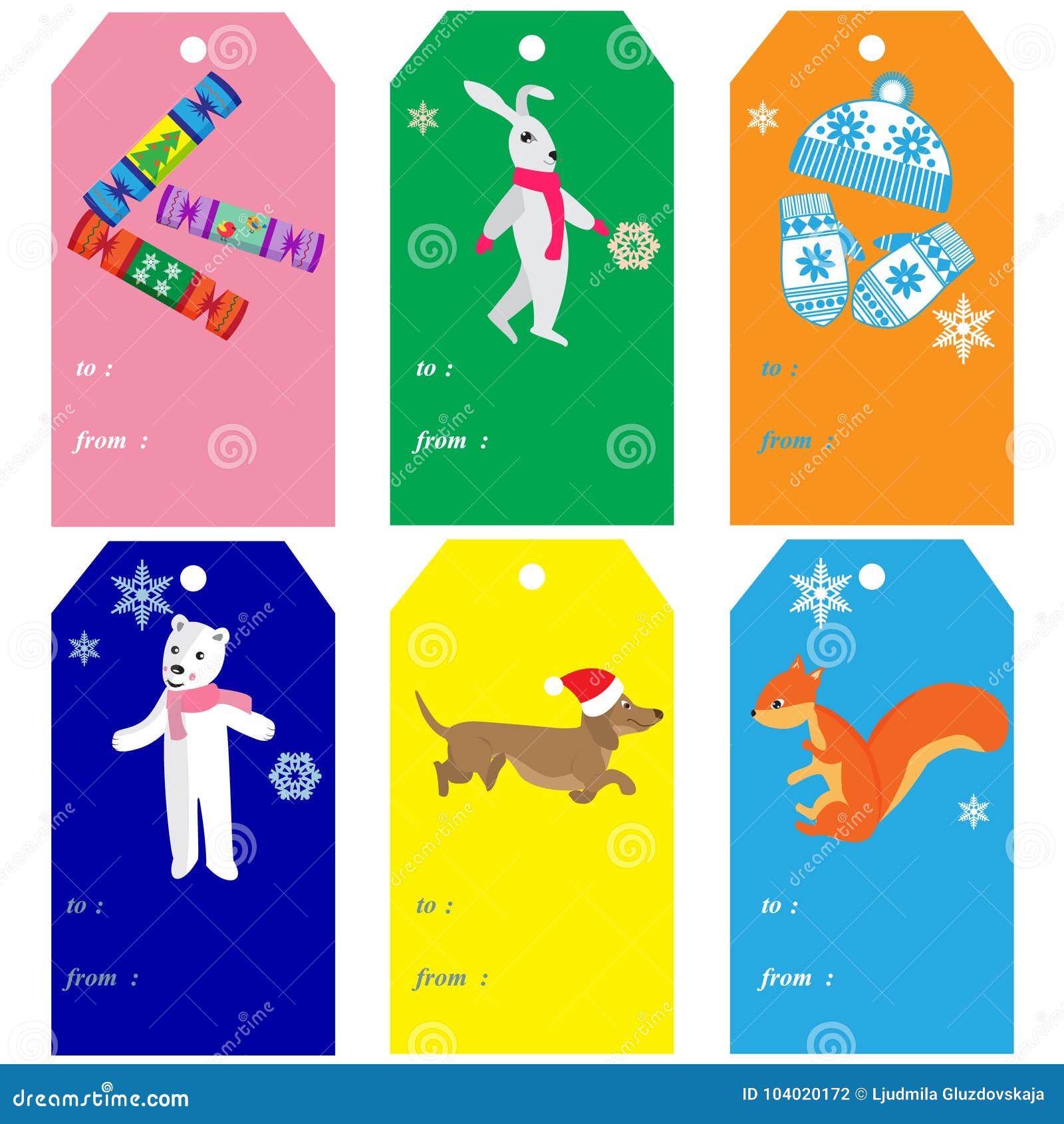 Christmas Gift Tags and Invitation Card with Christmas Crackers Stock ...