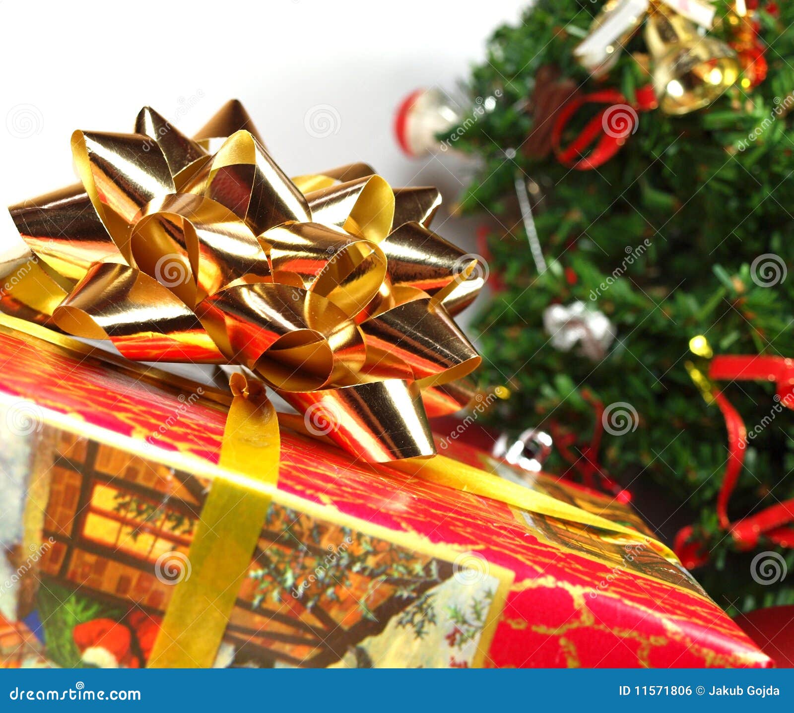 Christmas Gift on White Background Stock Photo - Image of present, give ...