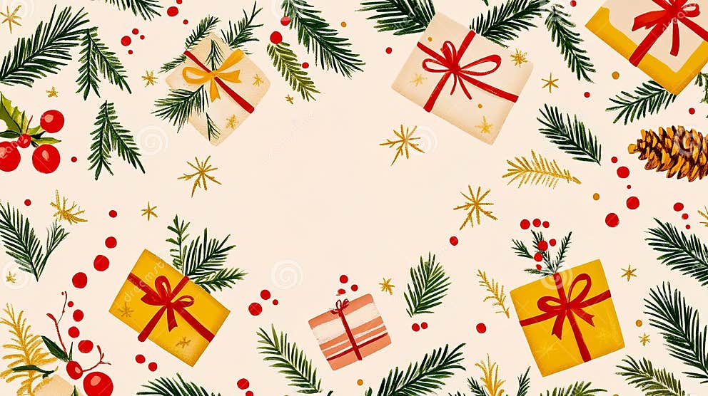 Christmas Gift Wrap Pattern, Printable, Plain Background Stock ...