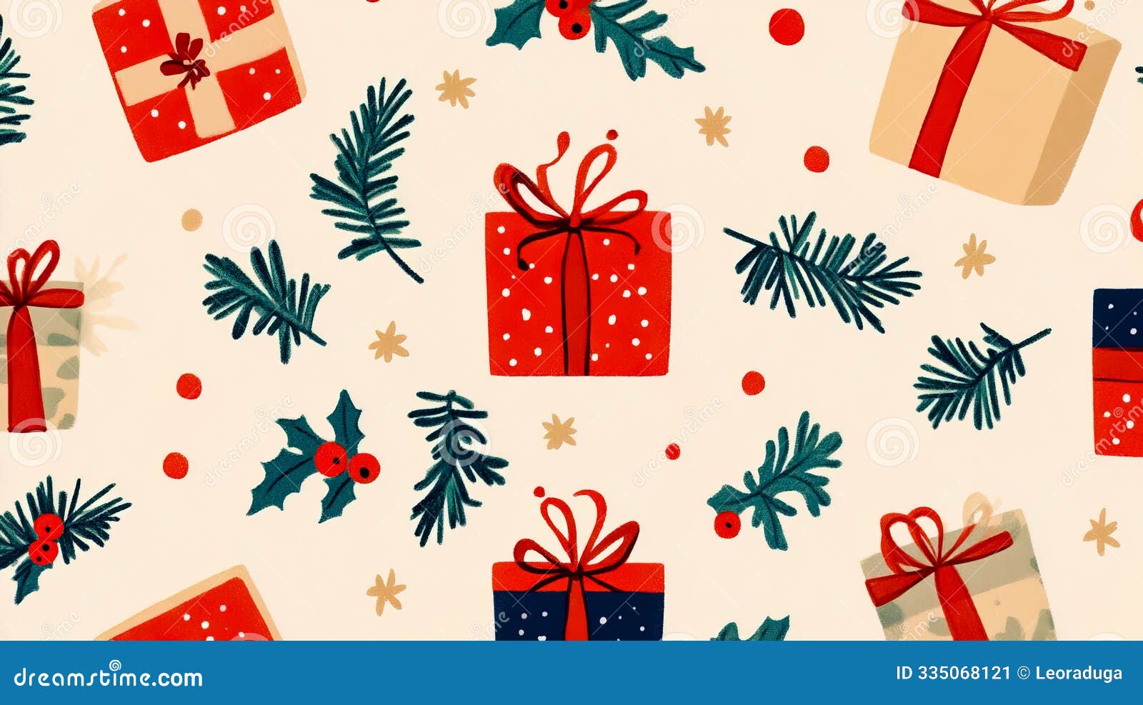 Christmas Gift Wrap Pattern, Printable, Plain Background Stock ...