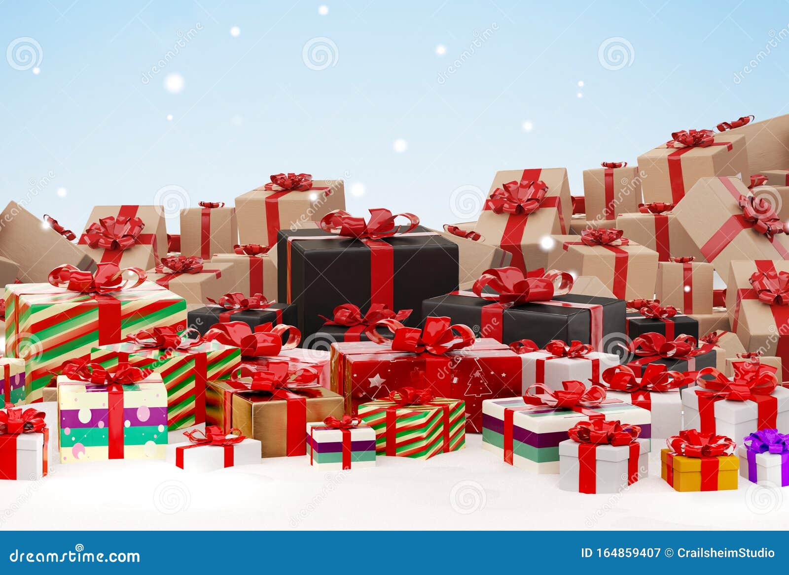 Christmas Gifts Festive Packages 3d-illustration Stock Illustration ...
