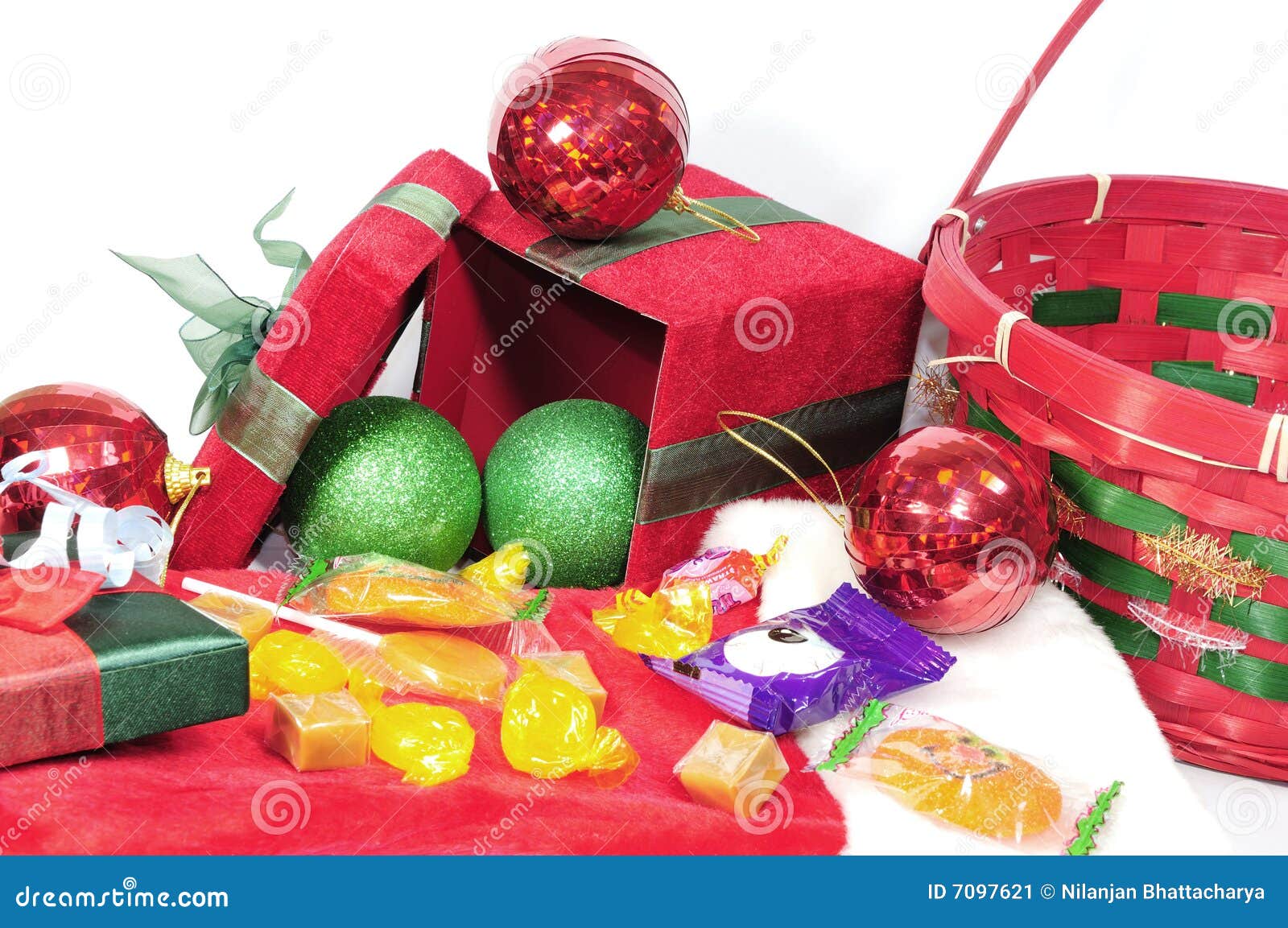 Christmas gifts opened stock image. Image of green, bell - 7097621