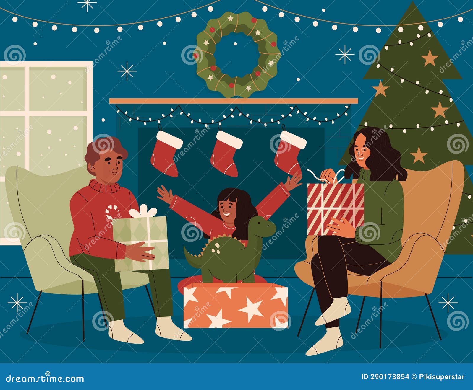 Christmas Gifts Scene Concept Vector Design Stock Vector - Illustration ...