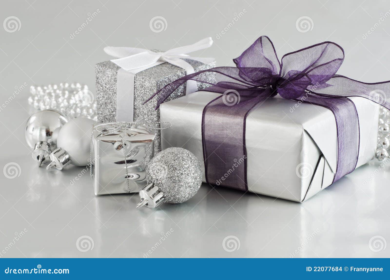 Christmas Gifts in Silver stock photo. Image of metallic - 22077684