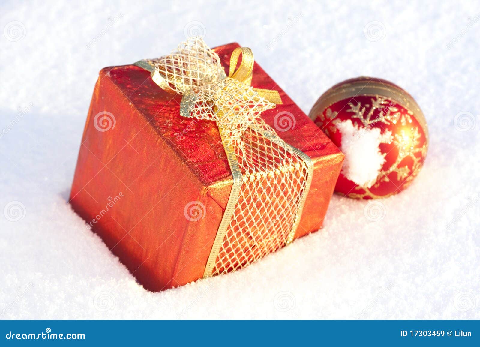 Christmas gifts on snow stock image. Image of present - 17303459