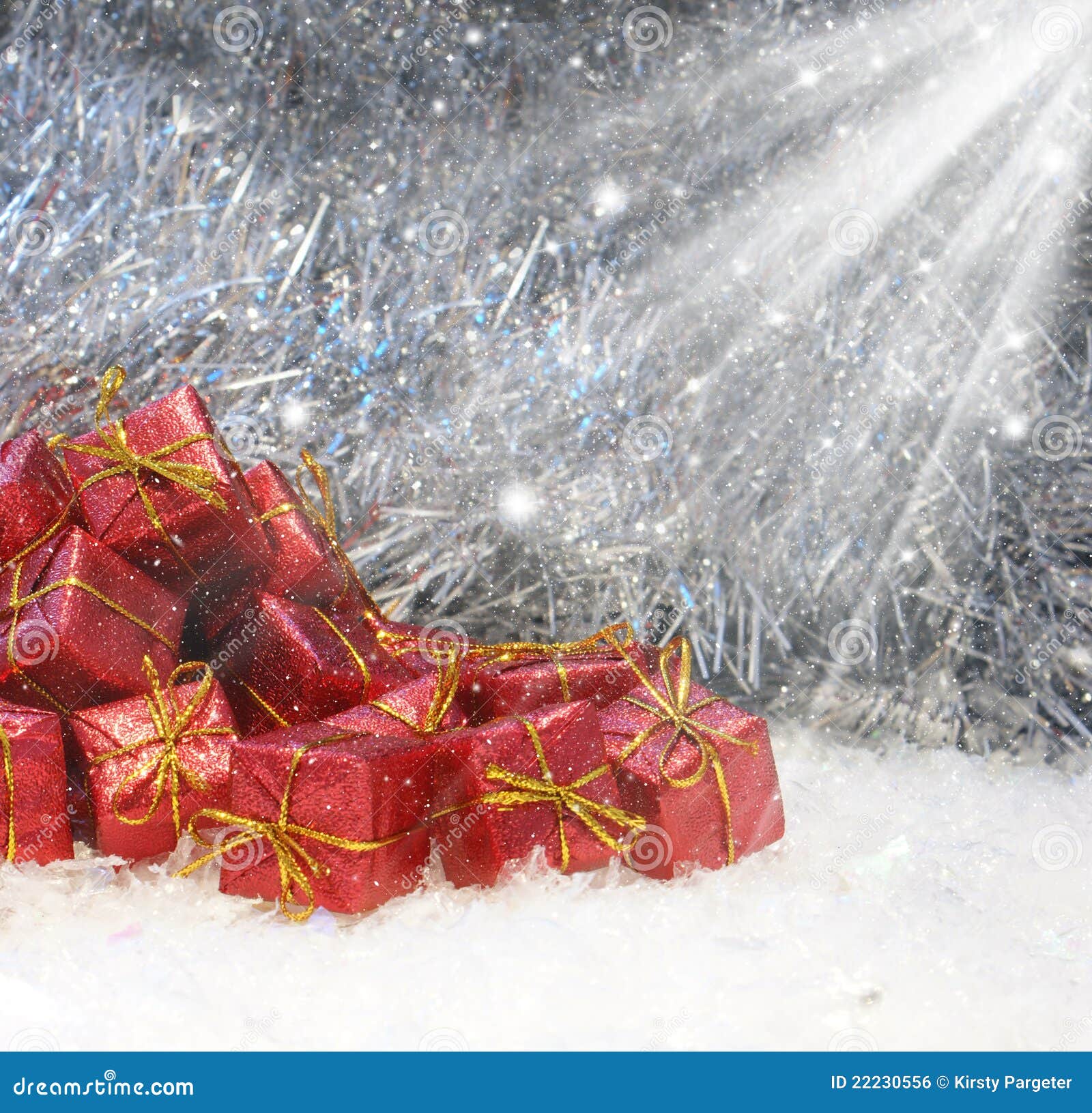 Christmas gifts in snow stock photo. Image of snow, garland - 22230556
