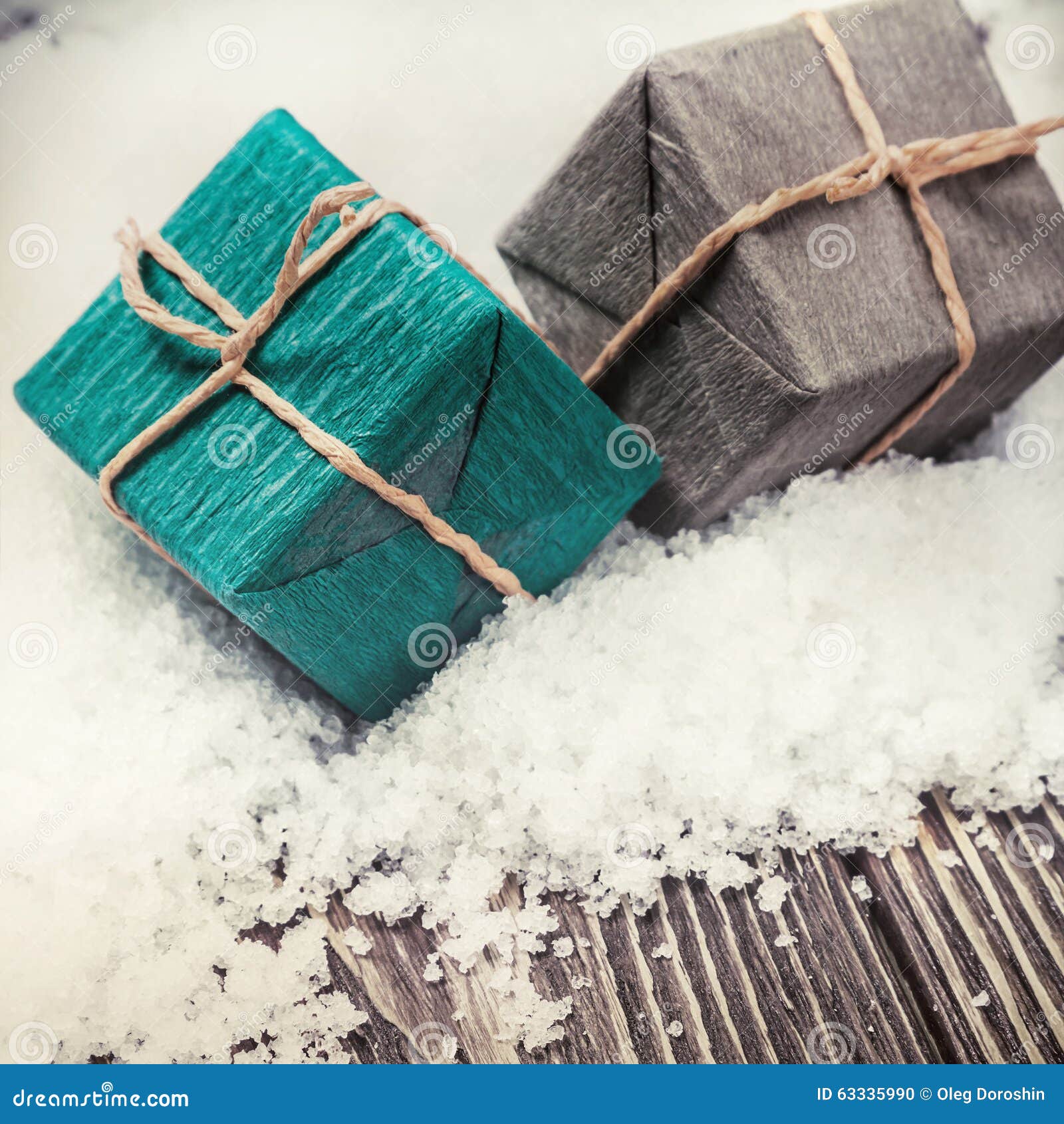 Christmas Gifts in the Snow Stock Photo - Image of year, surprise: 63335990