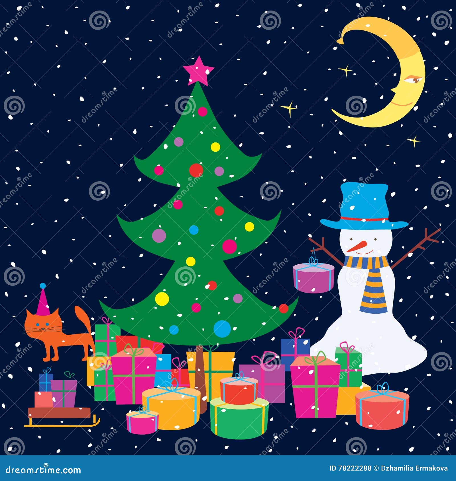 Christmas Gifts Under a Christmas Tree Stock Vector - Illustration of ...