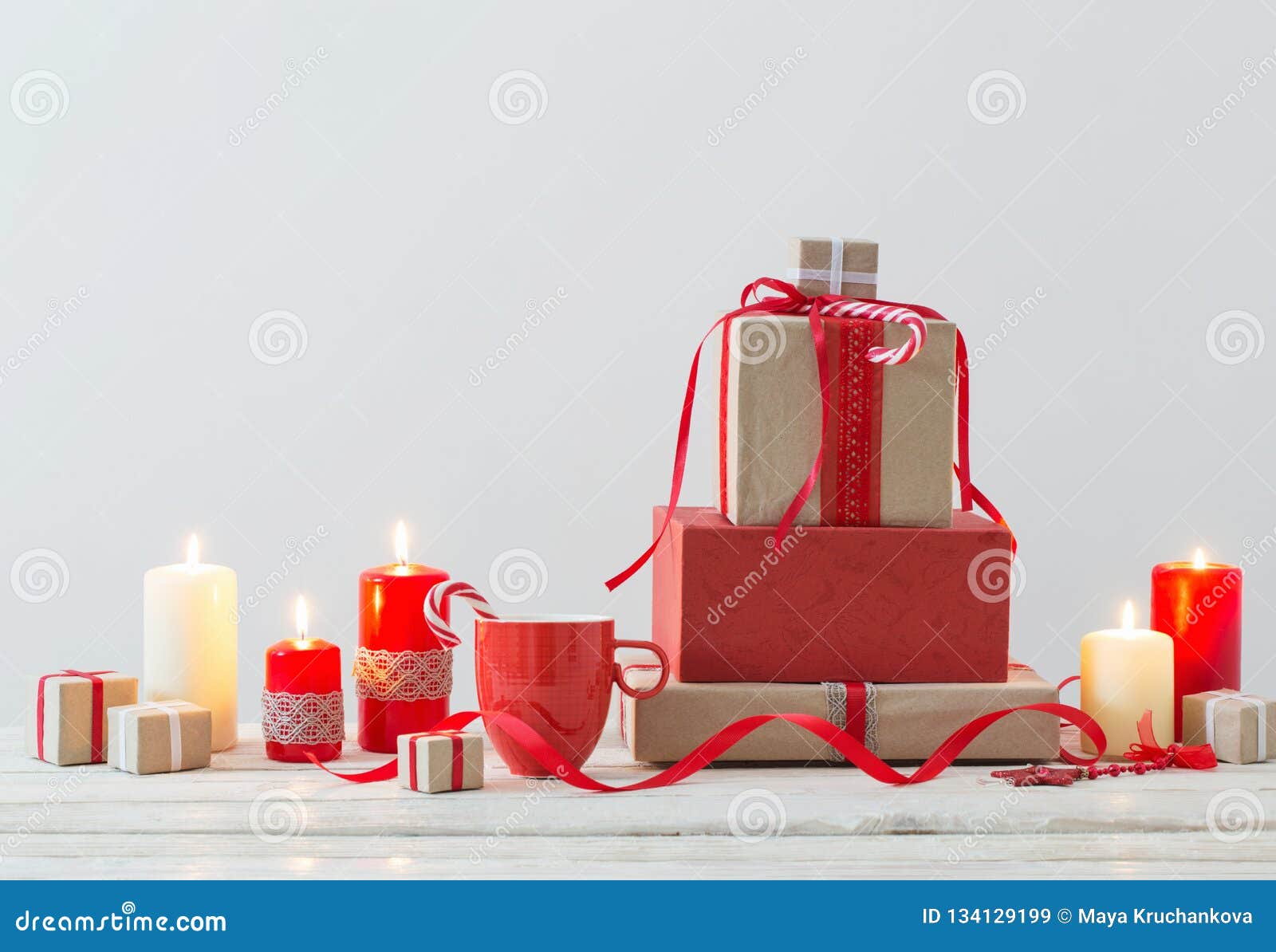 Christmas Gifts on White Background Stock Image - Image of gifts ...