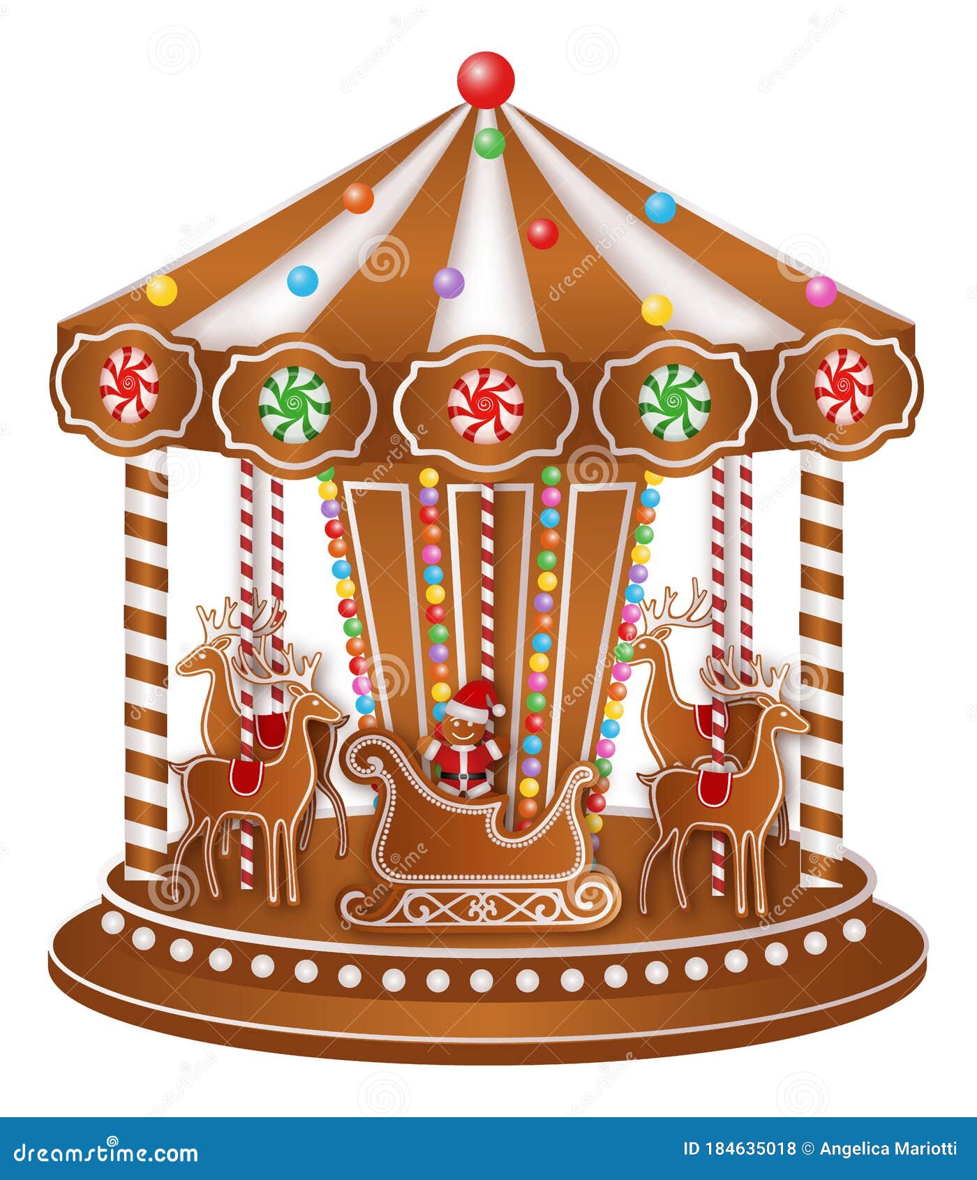 Christmas Gingerbread Carousel with Santa Claus, Sleigh and Reindeers ... Christmas Gingerbread Carousel with Santa Claus, Sleigh and Reindeers ...