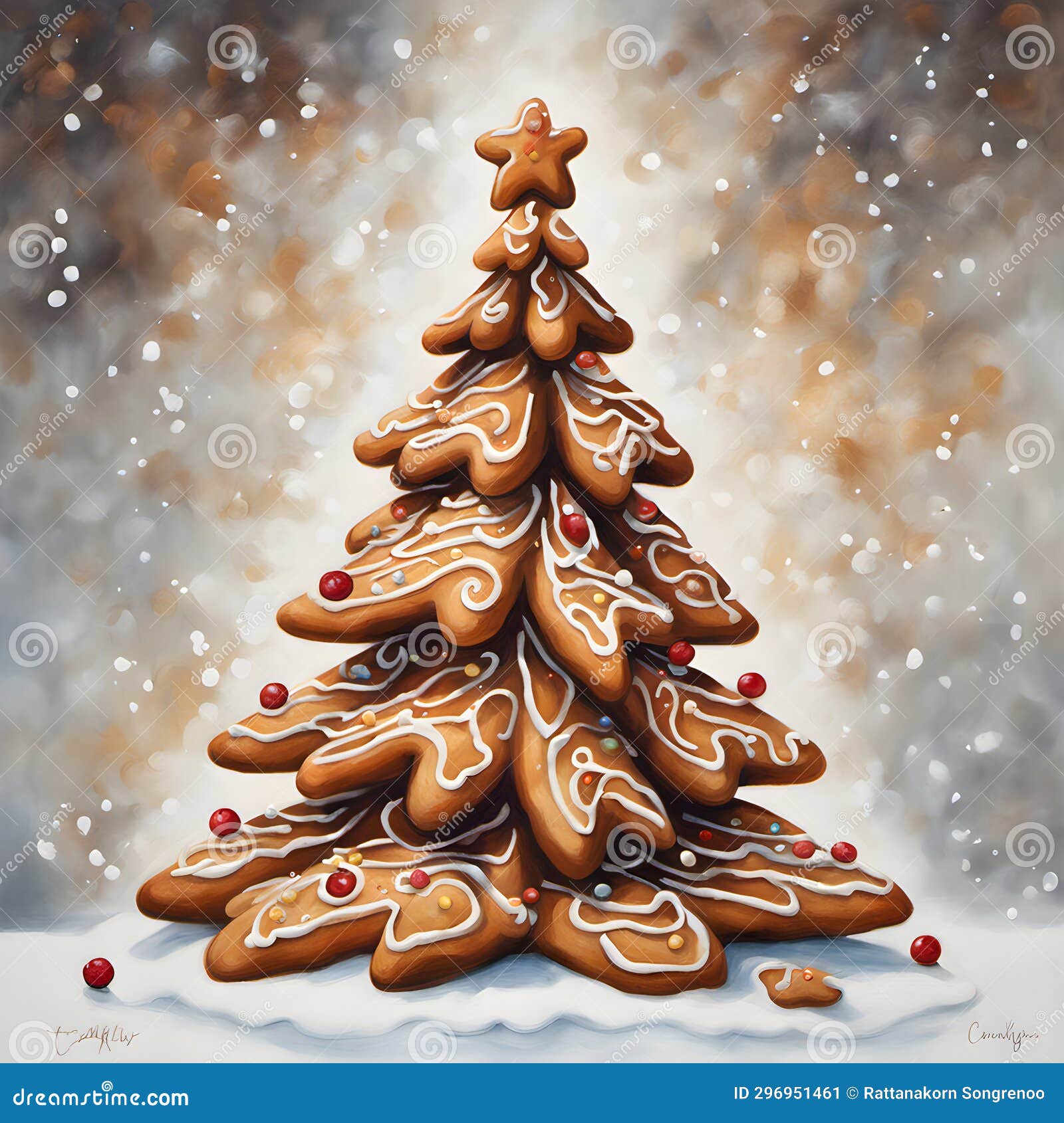 Christmas Gingerbread Cookie. Homemade Bakery for Pine Tree Stock ...