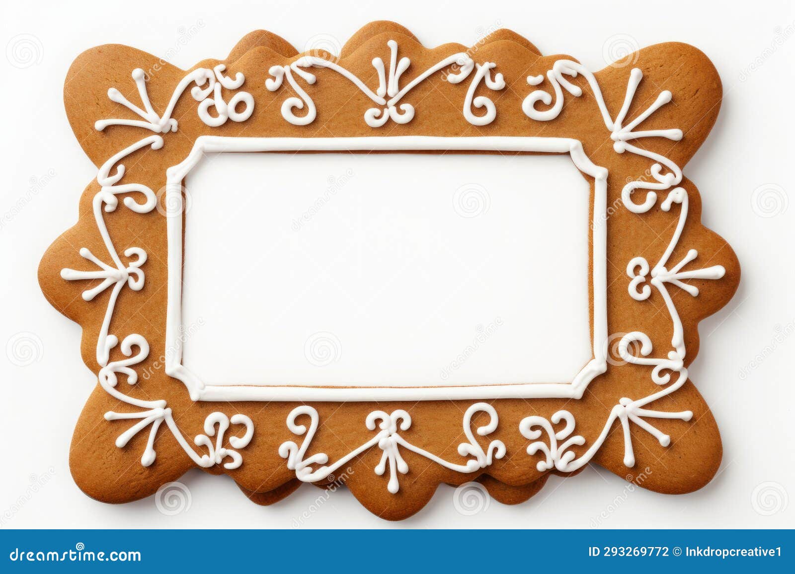 Christmas Gingerbread Frame with White Frosted Design Stock ...