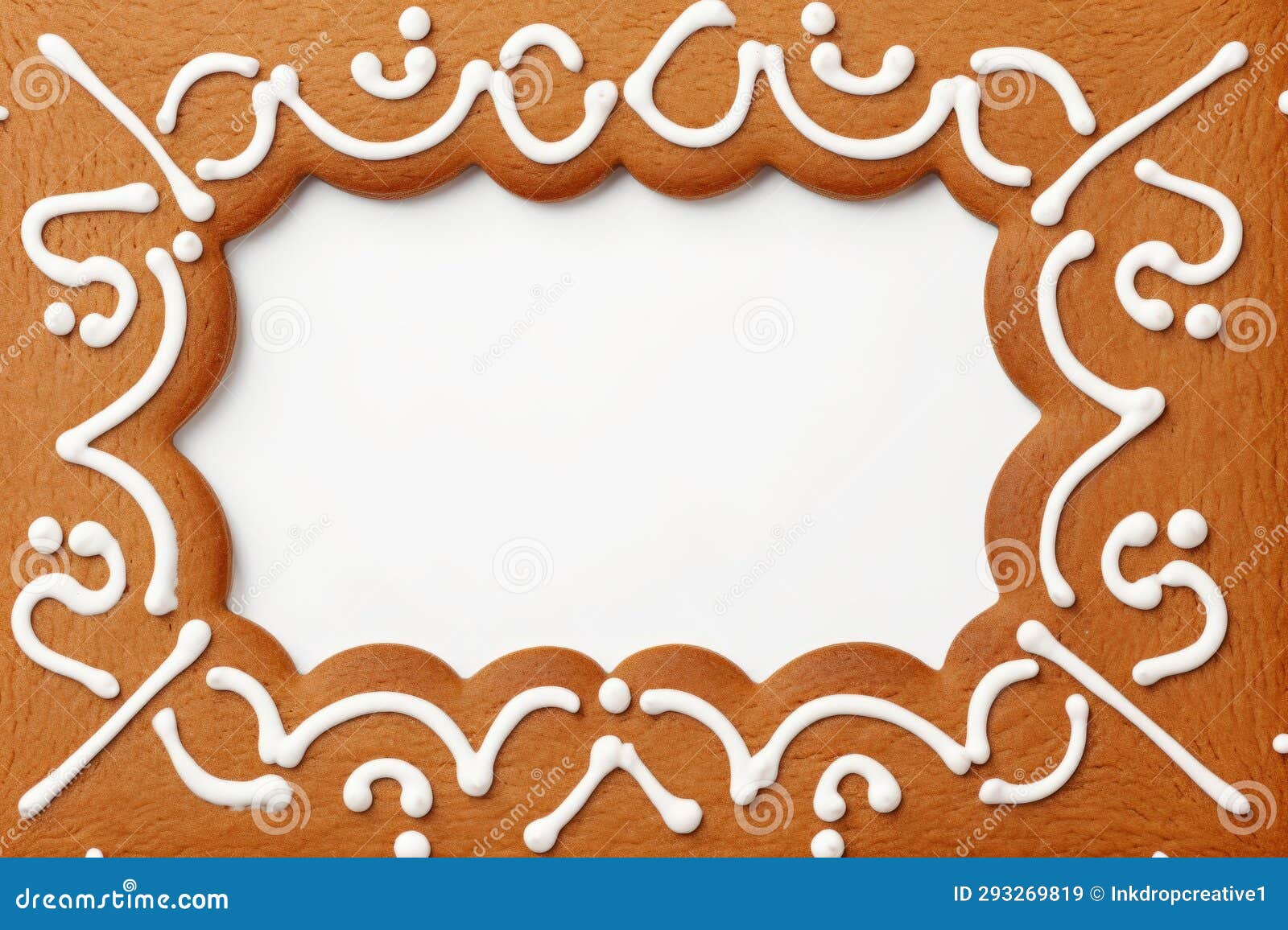 Christmas Gingerbread Frame with White Frosted Design Stock ...