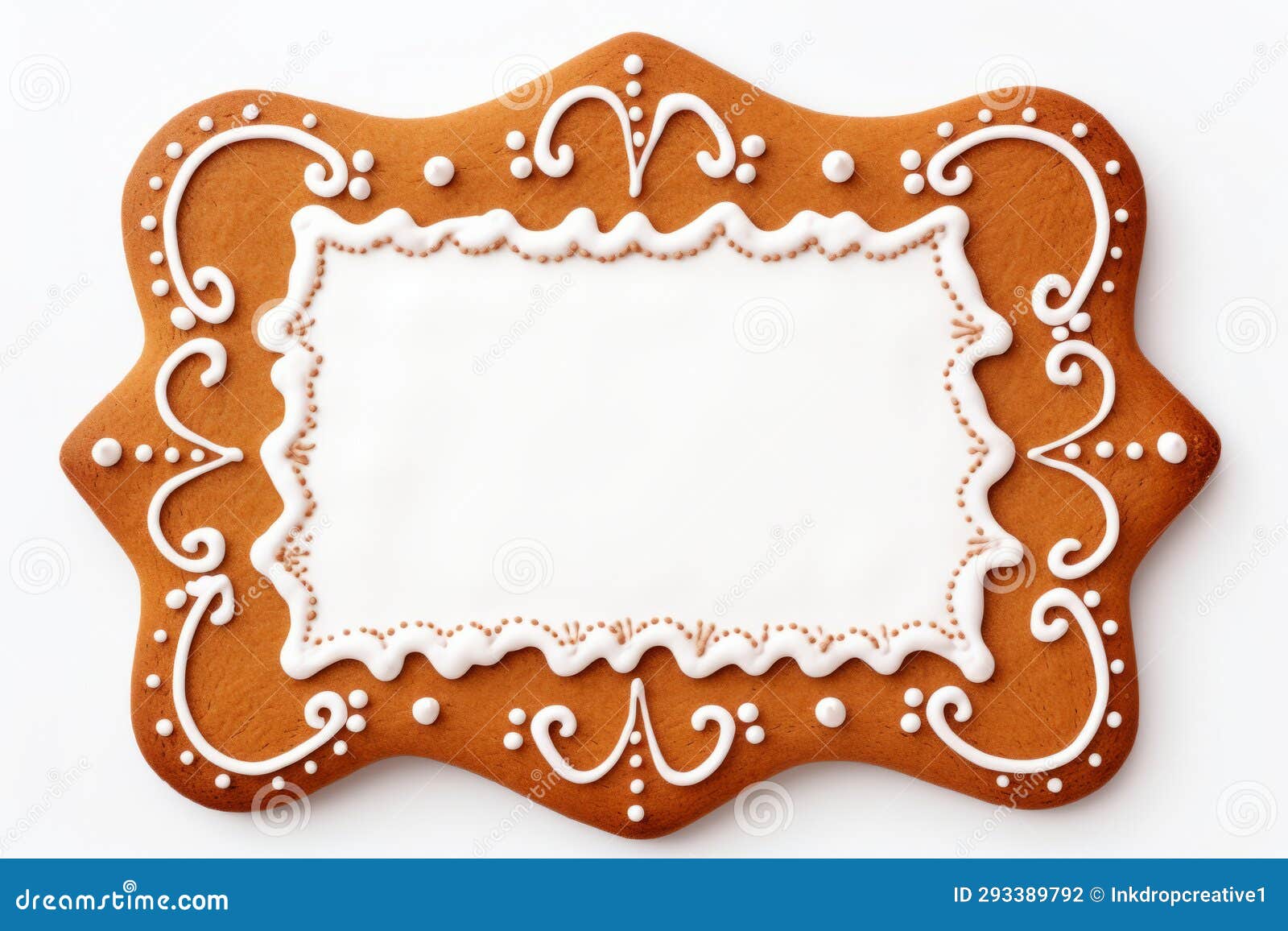 Christmas Gingerbread Frame with White Frosted Design Stock ...