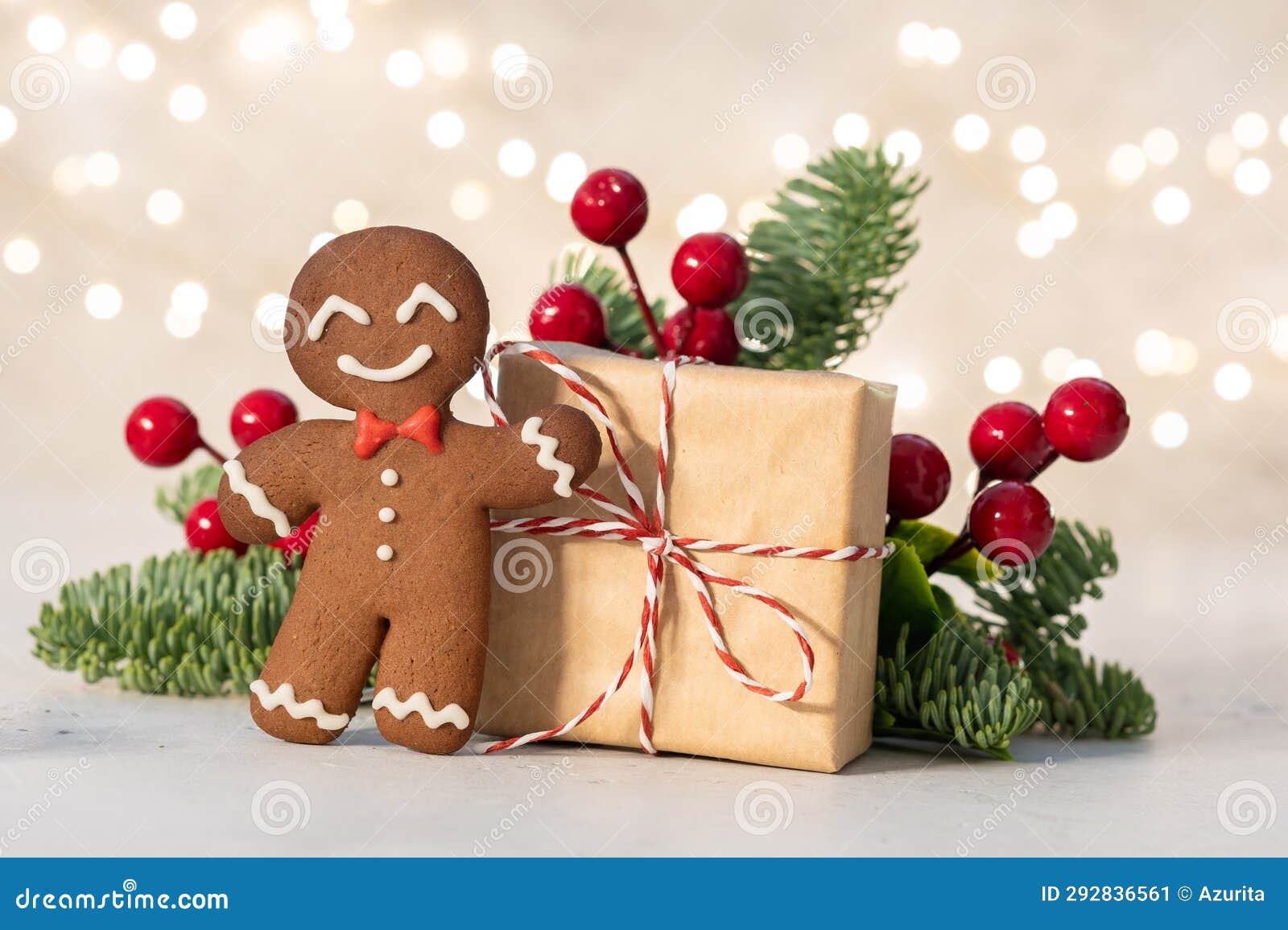 Christmas Gingerbread Man and Gift Box Stock Image - Image of christmas ...
