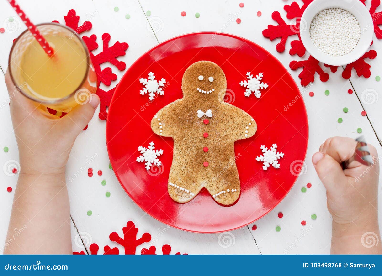 Christmas Gingerbread Man Pancake Stock Photo - Image of dessert, baby ...