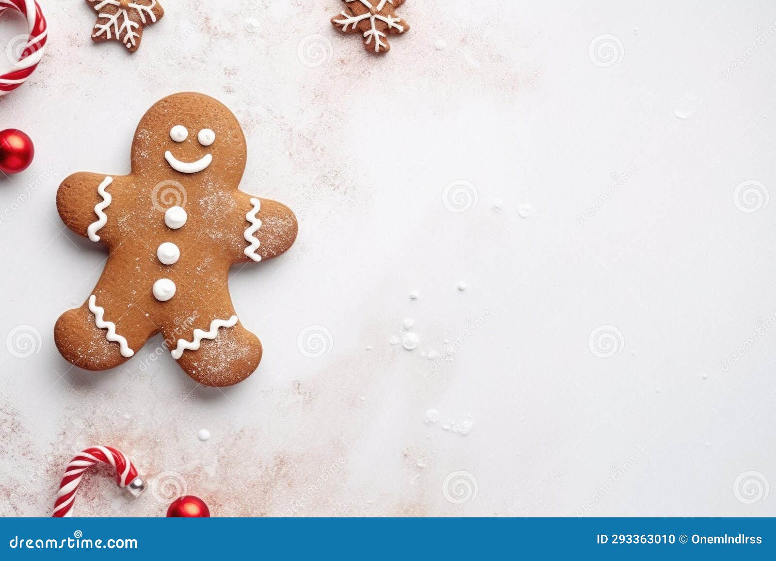 Christmas Gingerbread Man with a Red Ribbon on a White Background ...
