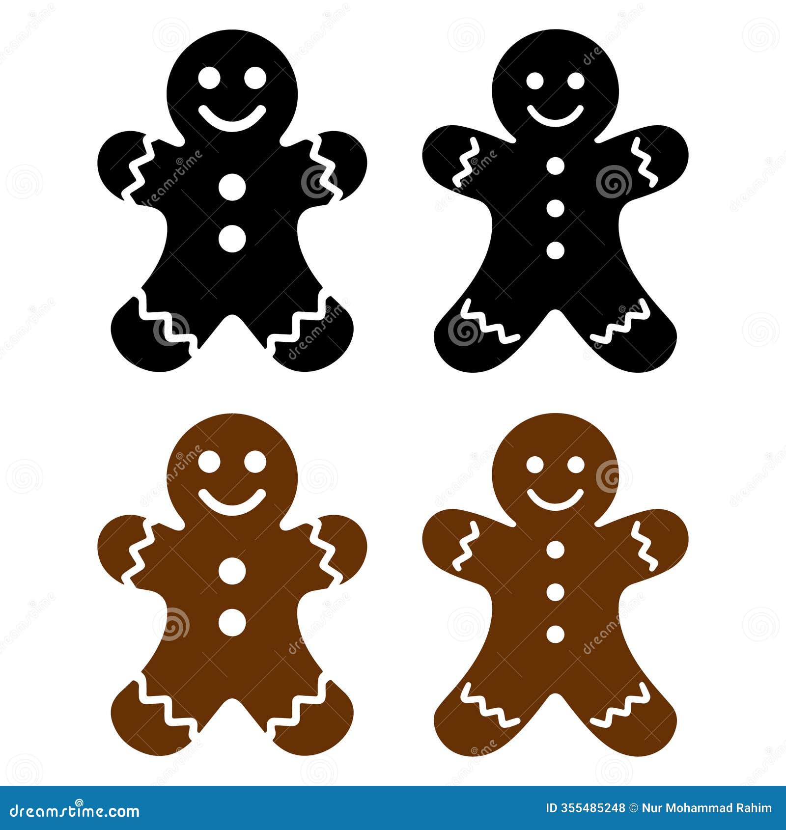 Christmas Gingerbread Man Silhouette Isolated on White Stock Vector ...