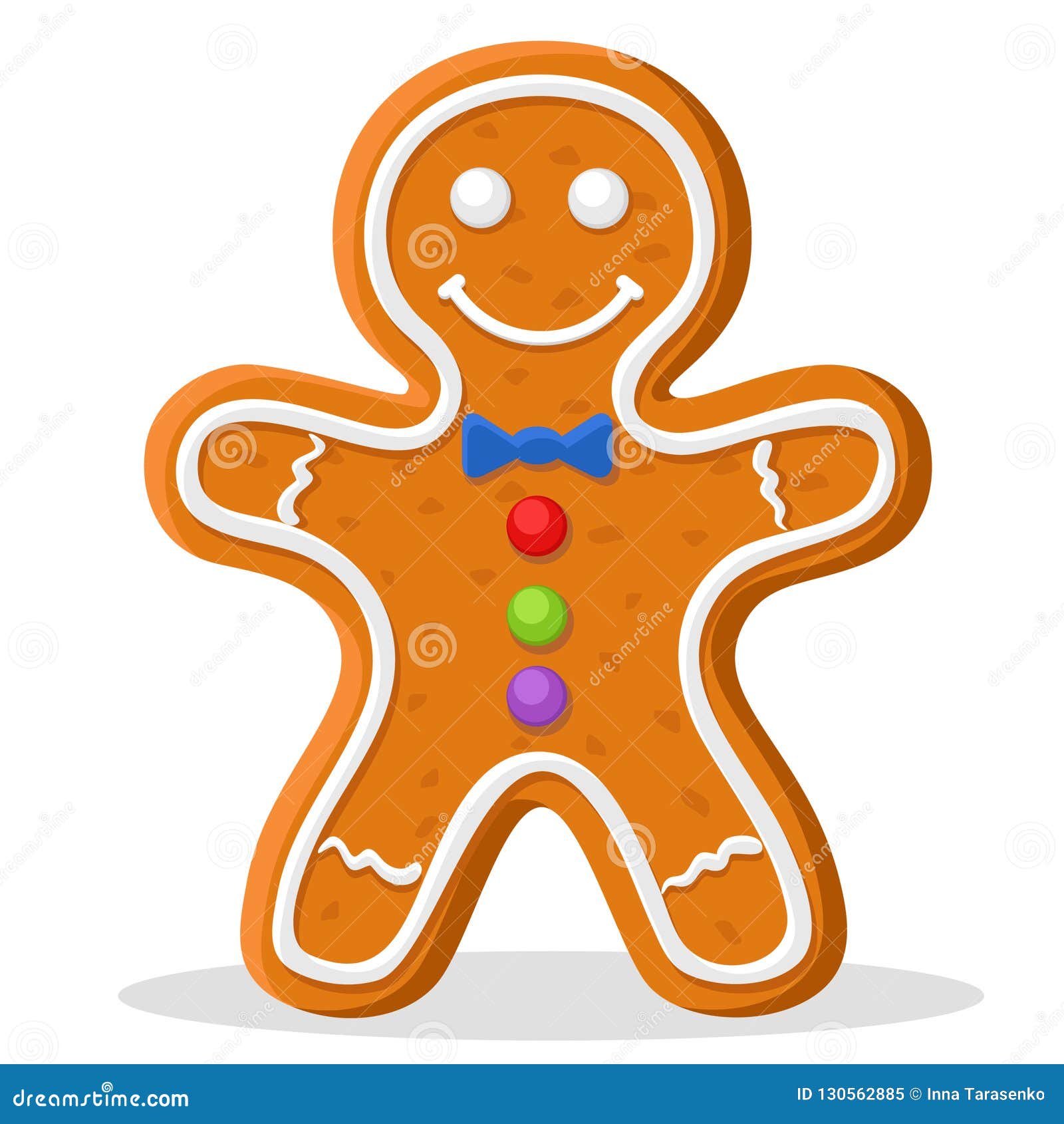 Christmas Gingerbread Man Smiling on a White. Stock Vector ...