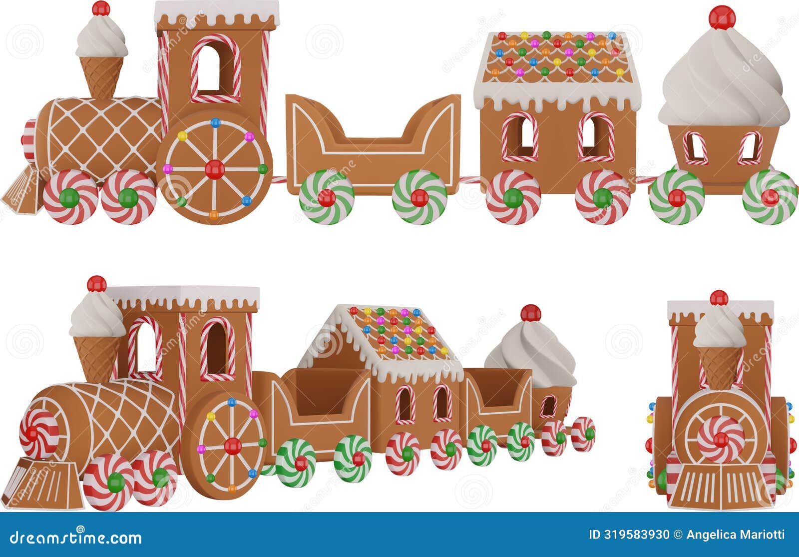 Gingerbread Train. Seamless Border. Christmas Background Cartoon Vector ...