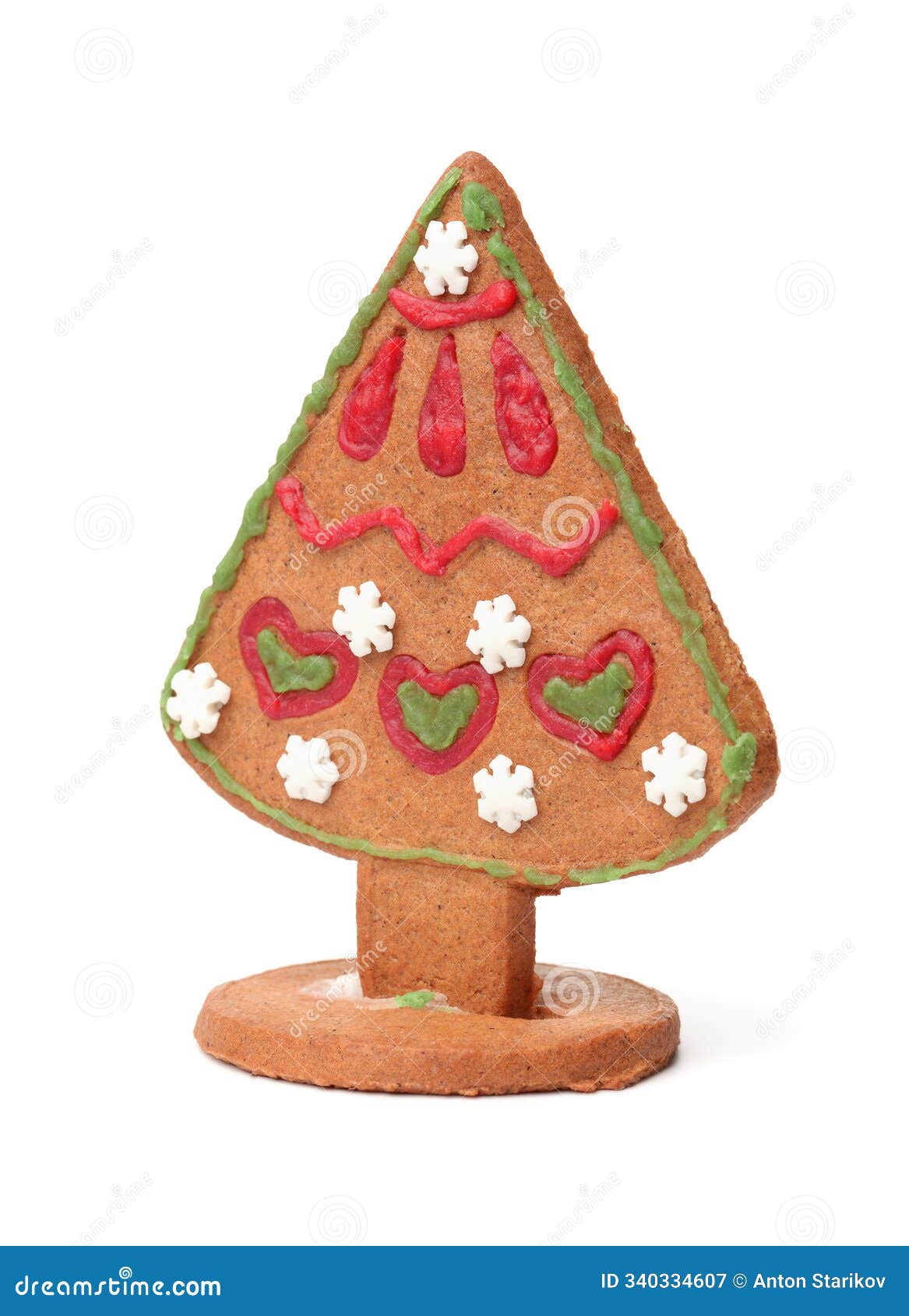 Gingerbread Man And Tree On A Festive Christmas Snow Background Stock ...