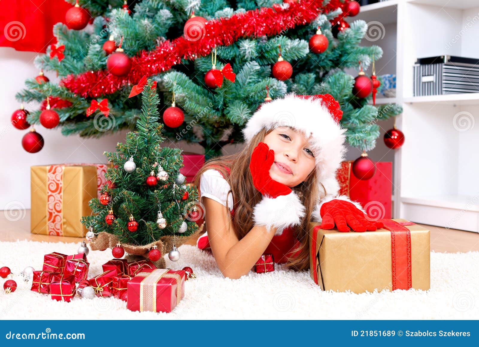 Christmas girl stock image. Image of xmas, present, winter - 21851689