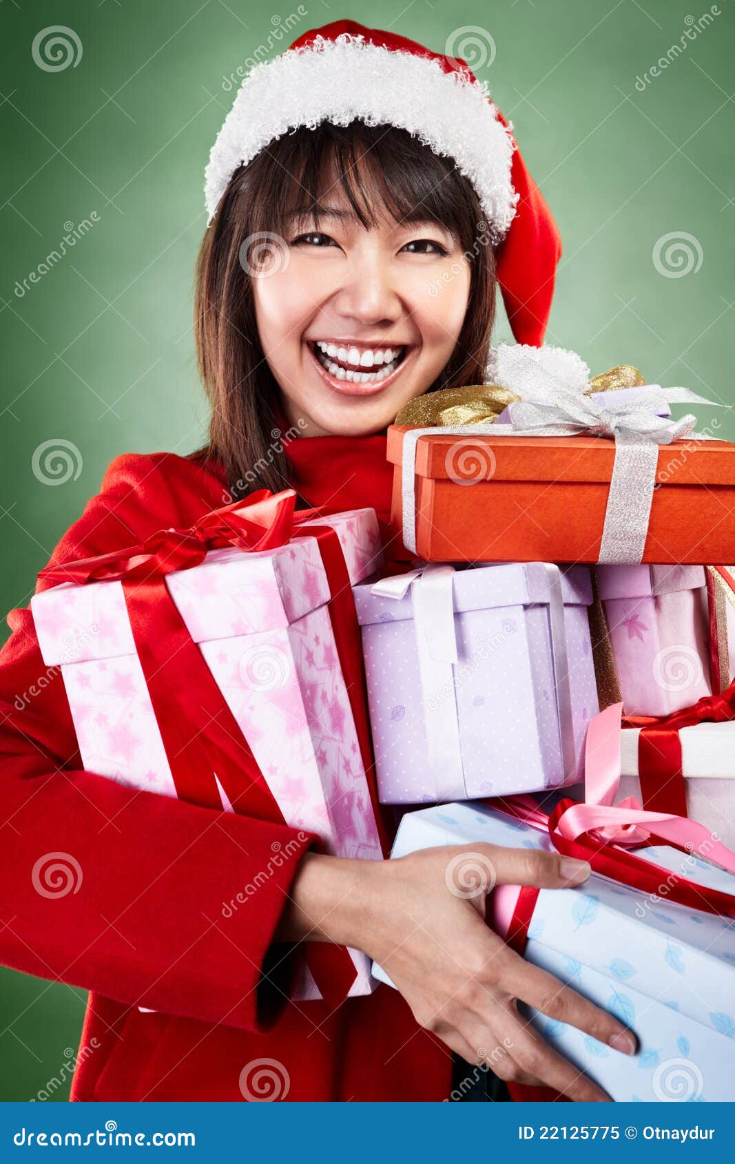 Christmas Girl Carrying Presents Stock Image - Image of excitemant ...