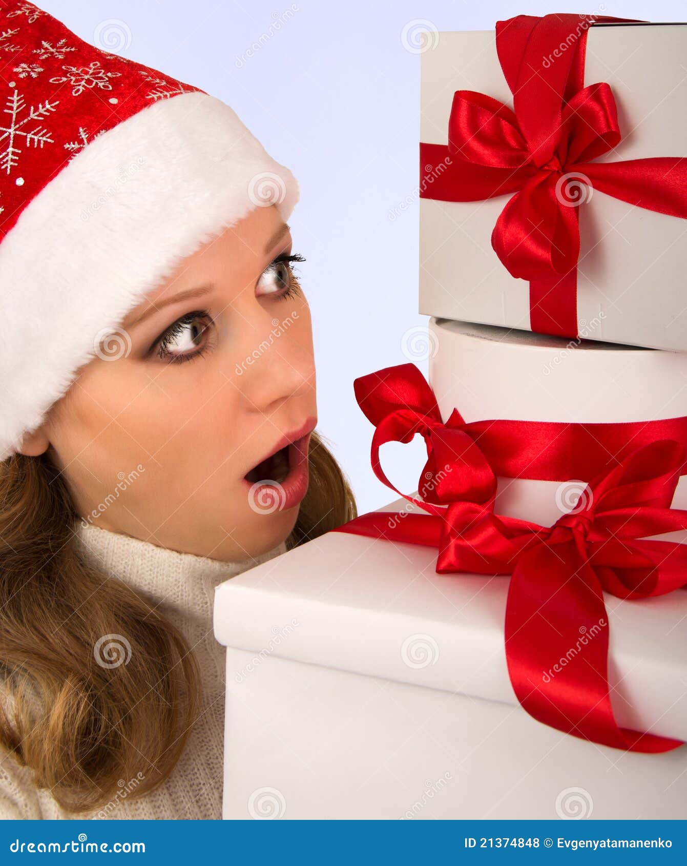 Christmas Girl Holding Many Presents Stock Photo - Image of emotion ...