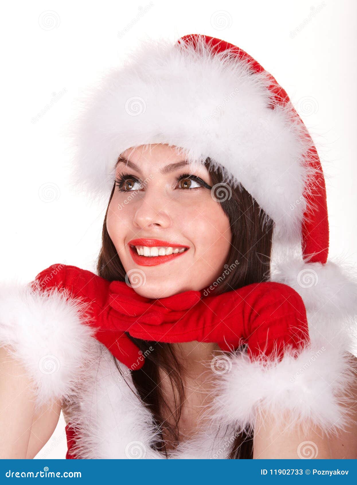 Christmas Girl in Santa Hat. Stock Image - Image of caucasian, pretty ...