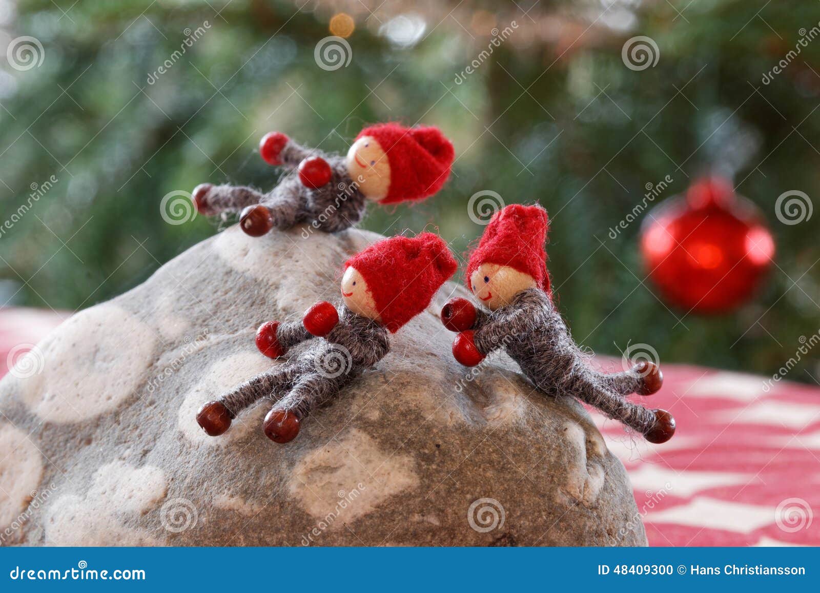 Christmas Gnomes Playing on a Stone Stock Photo - Image of joyful ...