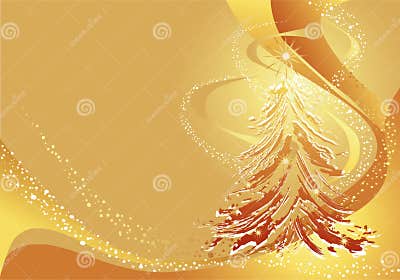 Christmas Gold Background with Tree Stock Vector - Illustration of ...