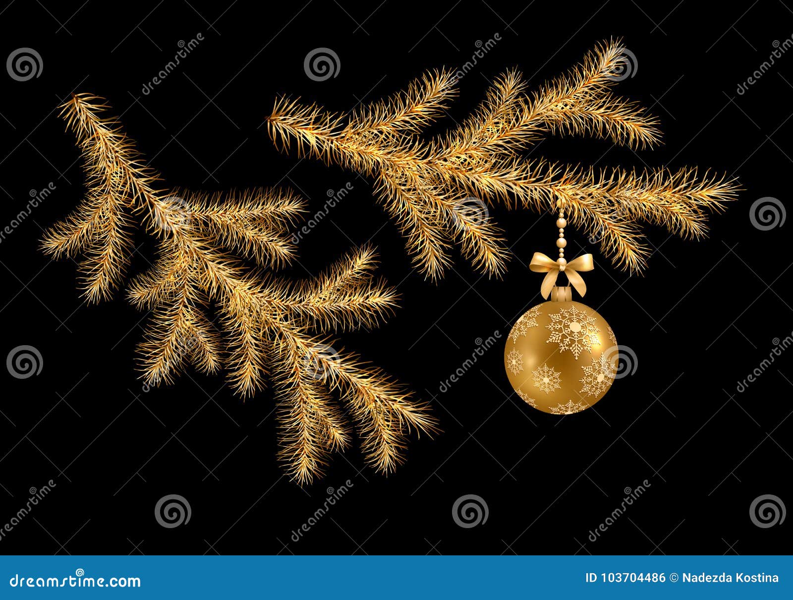 Christmas Gold Branches stock vector. Illustration of december - 103704486
