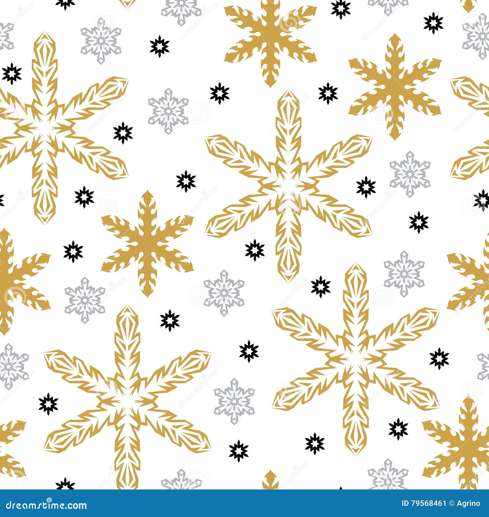 Christmas Gold Snowflakes Pattern Seamless Stock Vector - Illustration ...