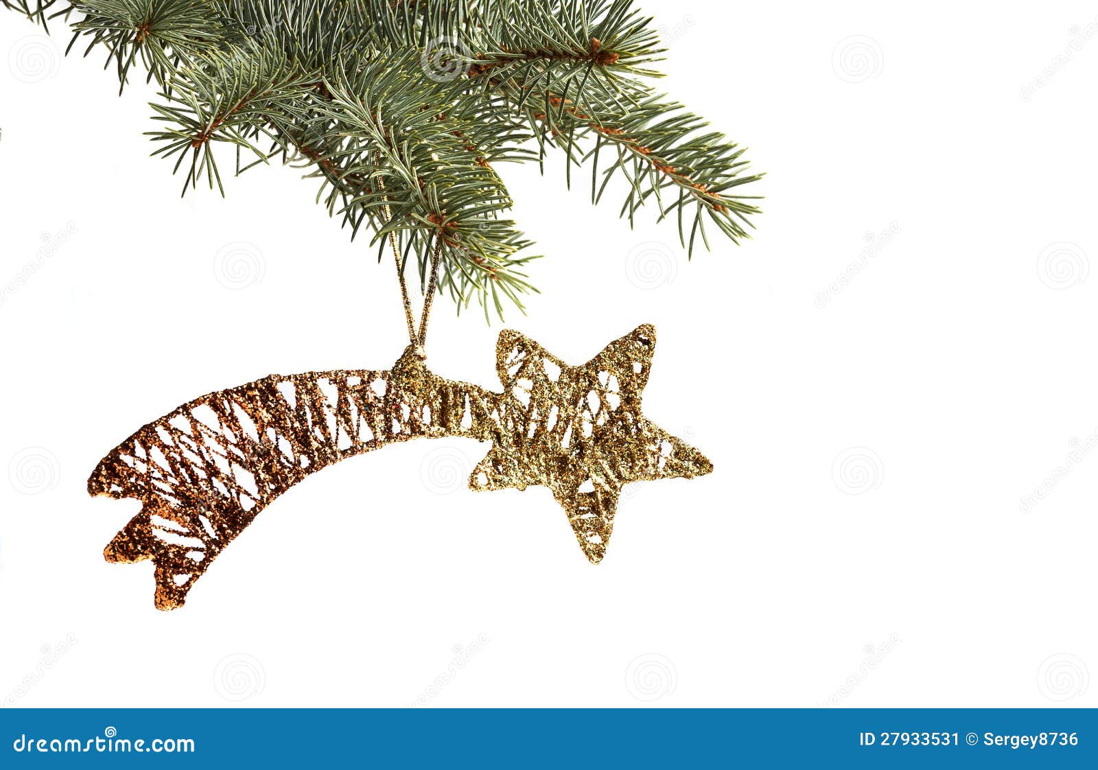 Christmas Golden Star and Christmas Tree Stock Image - Image of ...