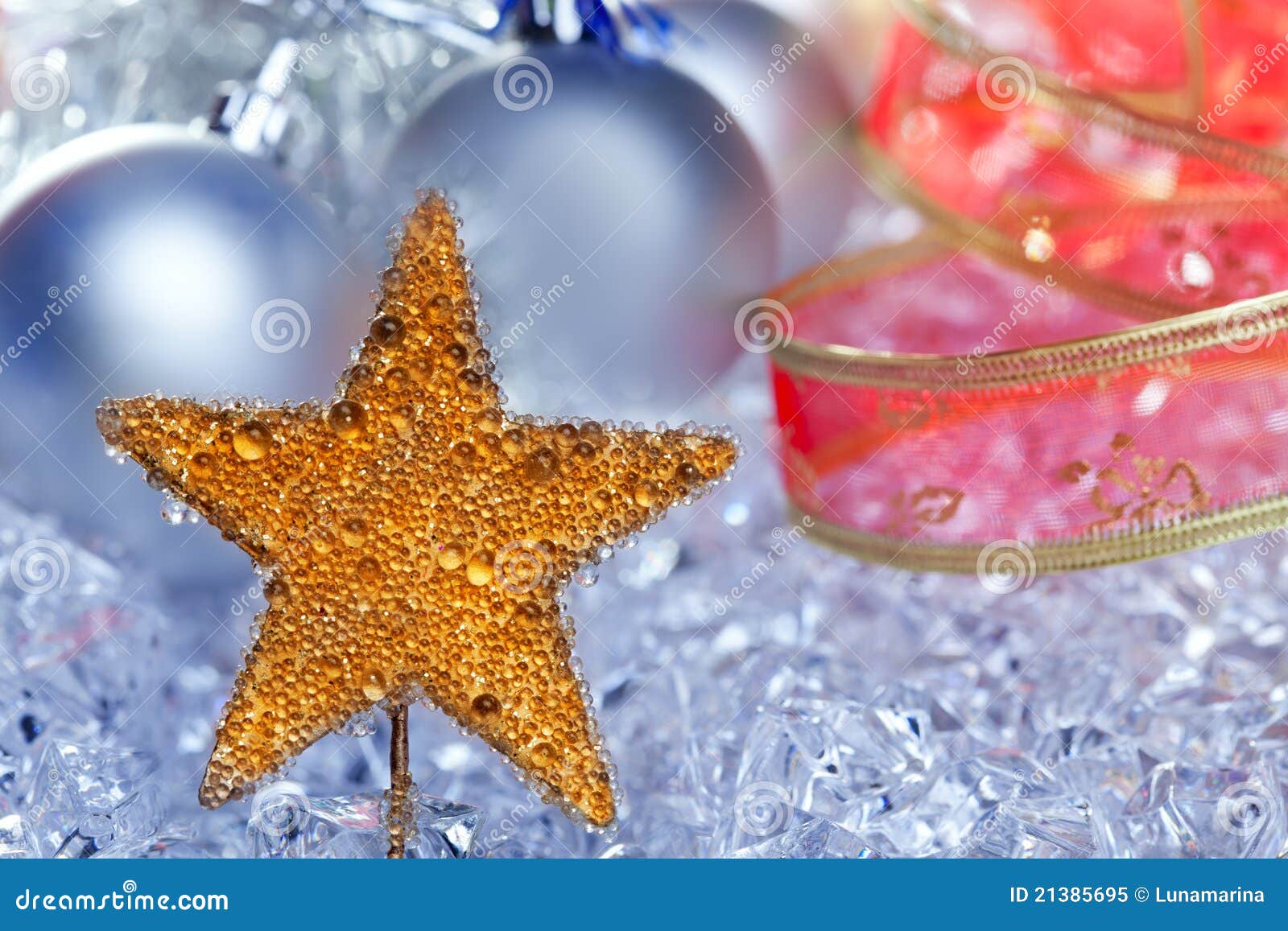 Christmas Golden Star Symbol Silver Baubles Stock Image - Image of ...