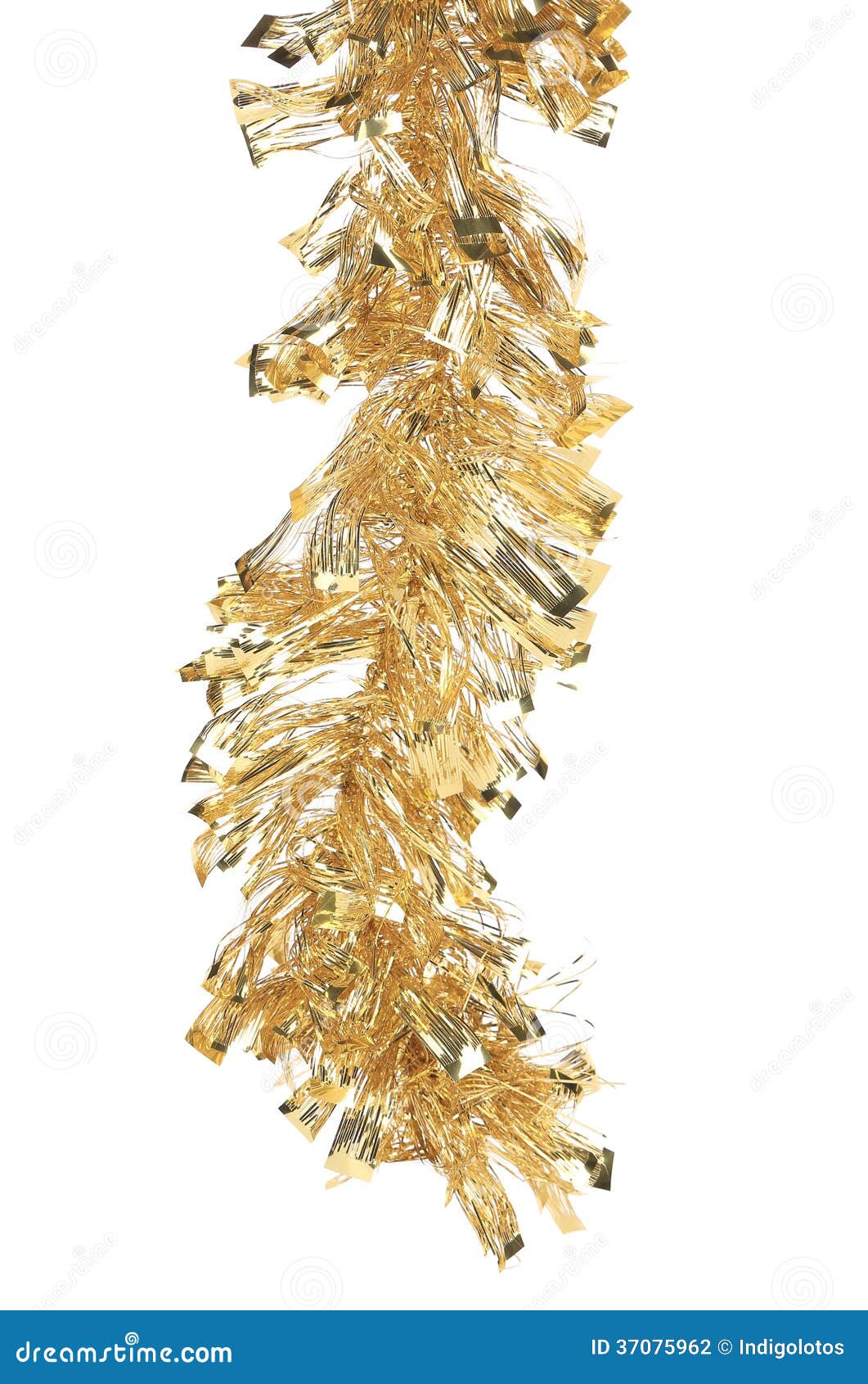 Christmas golden tinsel. stock photo. Image of curve - 37075962