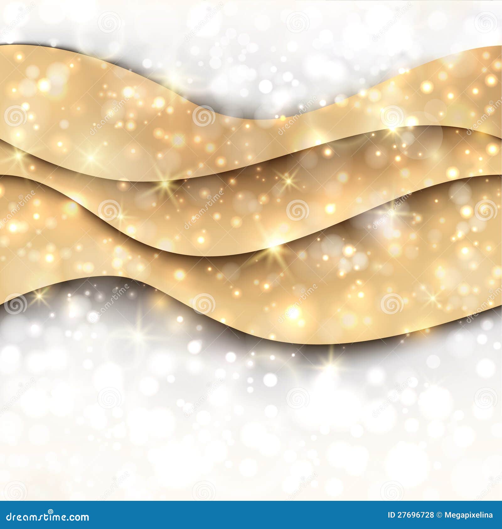 Christmas Golden Wavy Background with Lights Stock Vector ...