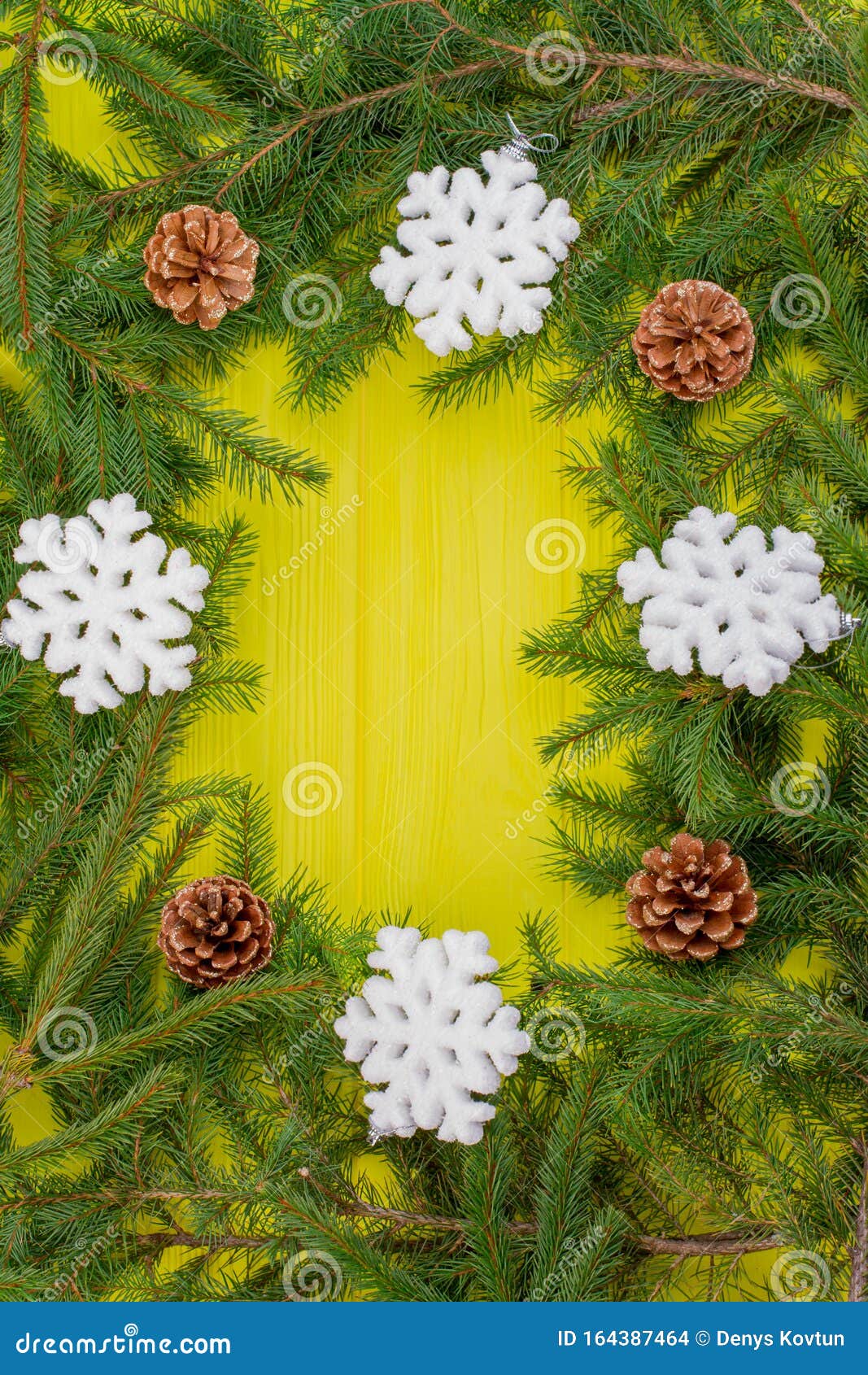 Christmas Green Framework with Decorations. Stock Photo - Image of ...