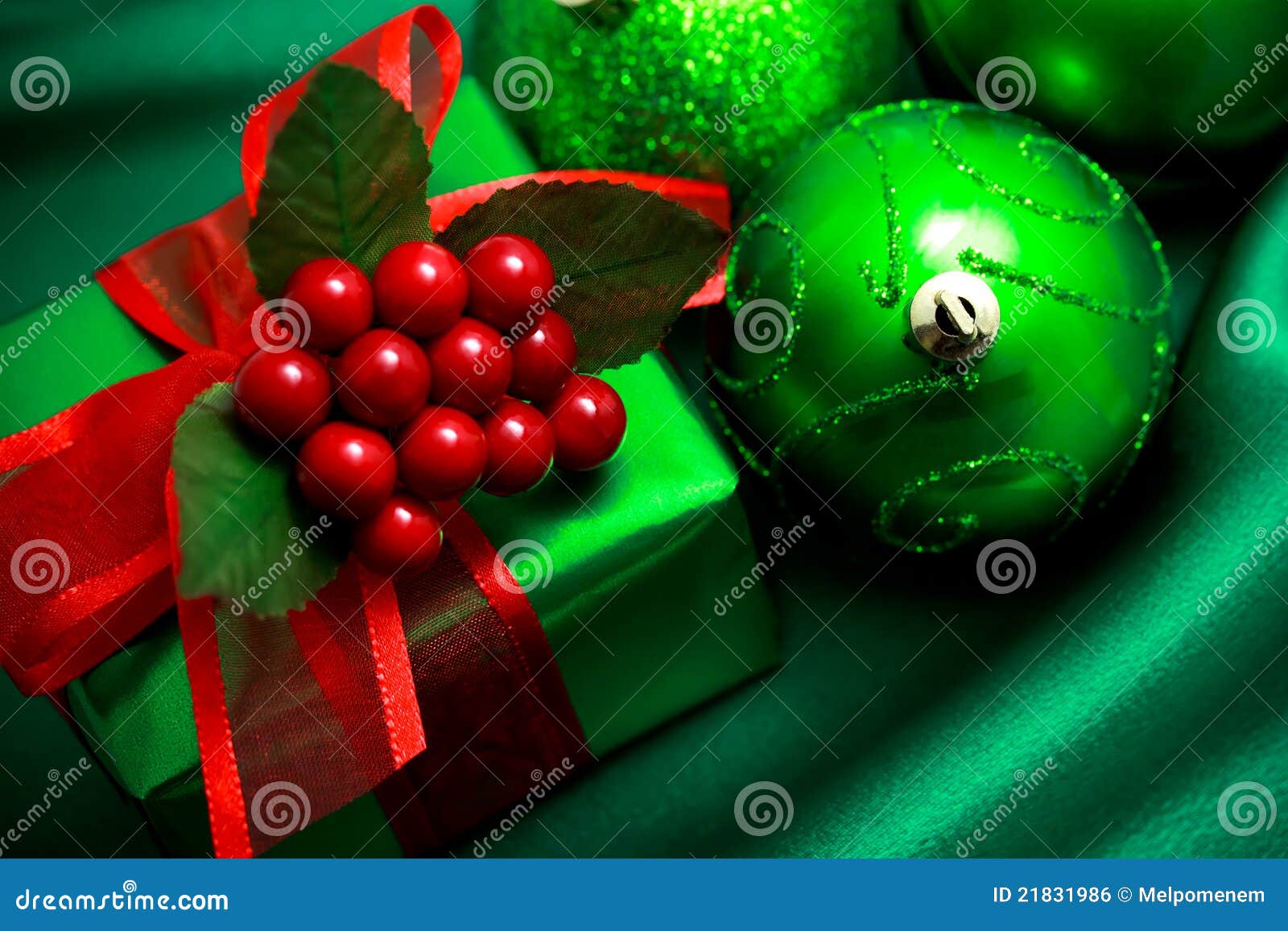 Christmas green gift box stock photo. Image of seasonal - 21831986
