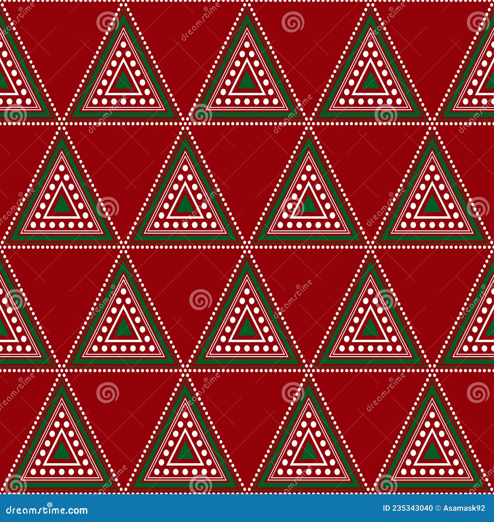 Christmas Green Tree Aztec on Red Background Stock Vector ...