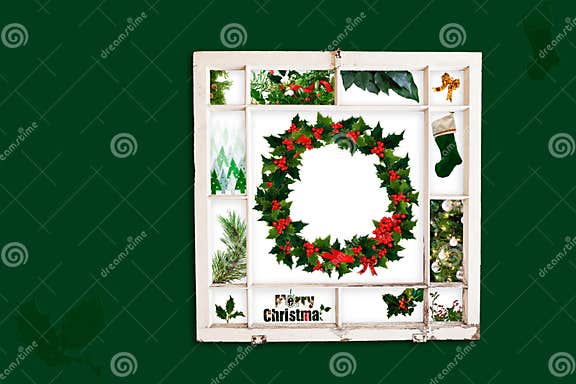 Christmas greenery collage stock photo. Image of paint - 21716380