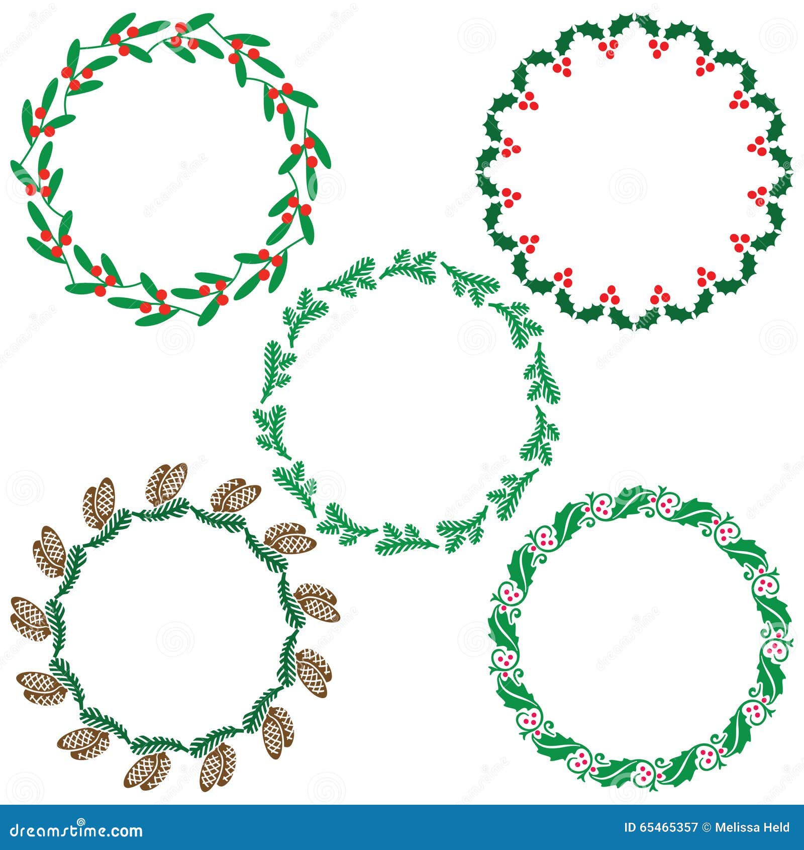 Christmas Greenery Wreath Frames Stock Illustration - Illustration of ...