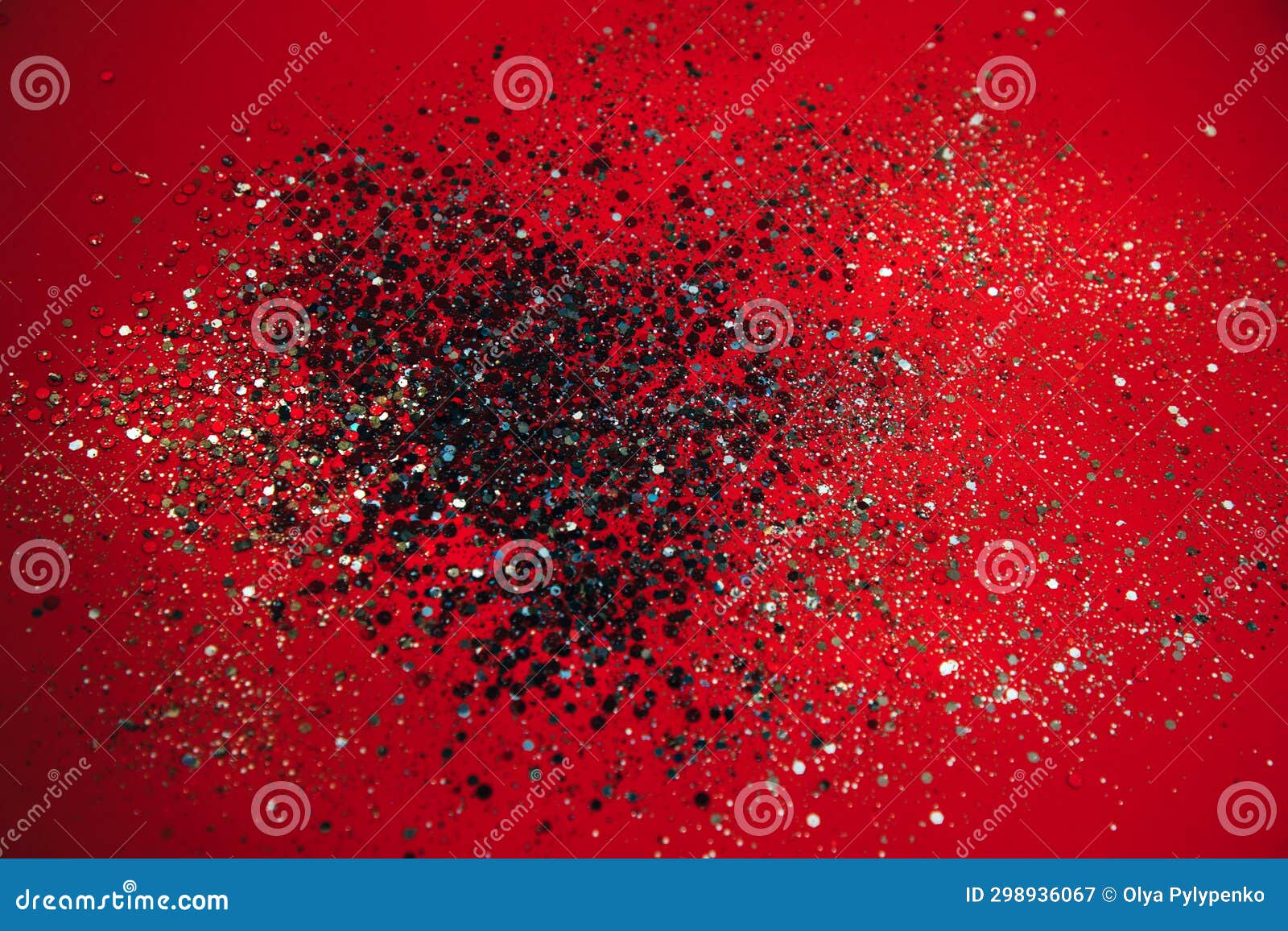 Christmas Greeting Background with Empty Space. Red Sparkle Sequins on ...