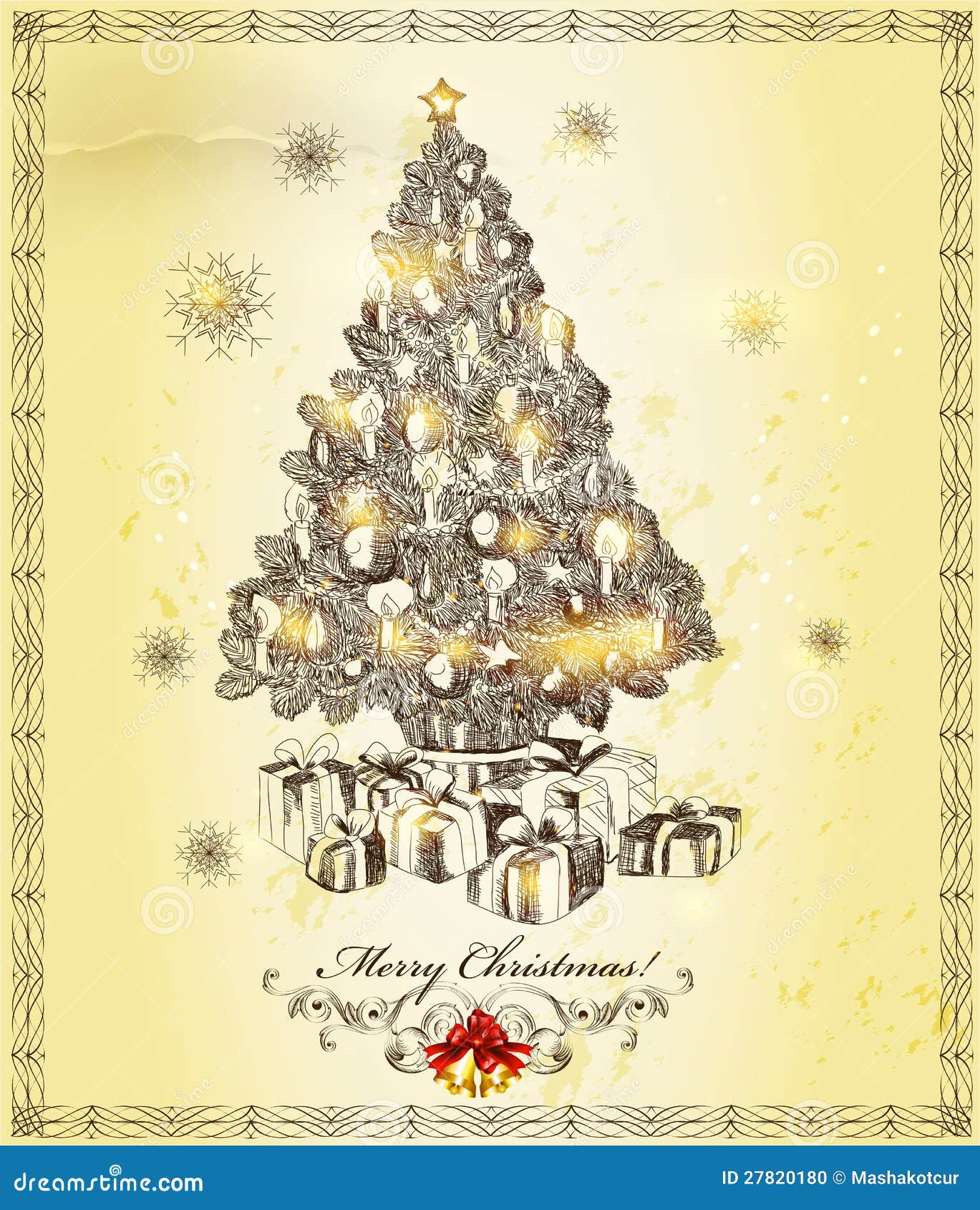 Christmas Greeting Beige Card Stock Vector - Illustration of ...