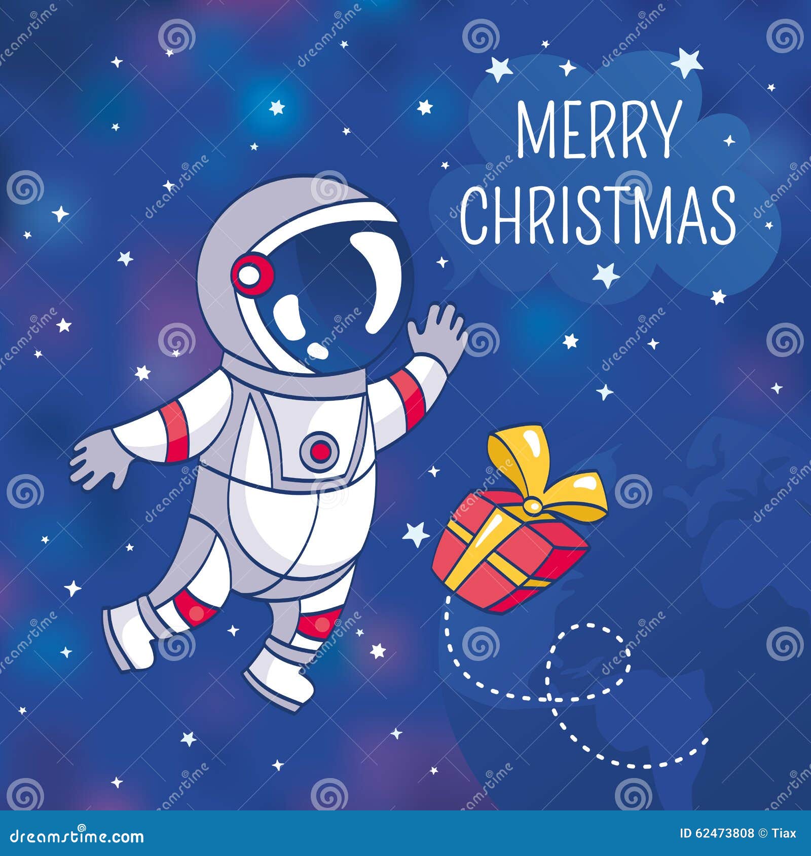 Christmas Greeting Card with Astronaut Stock Vector - Illustration of ...