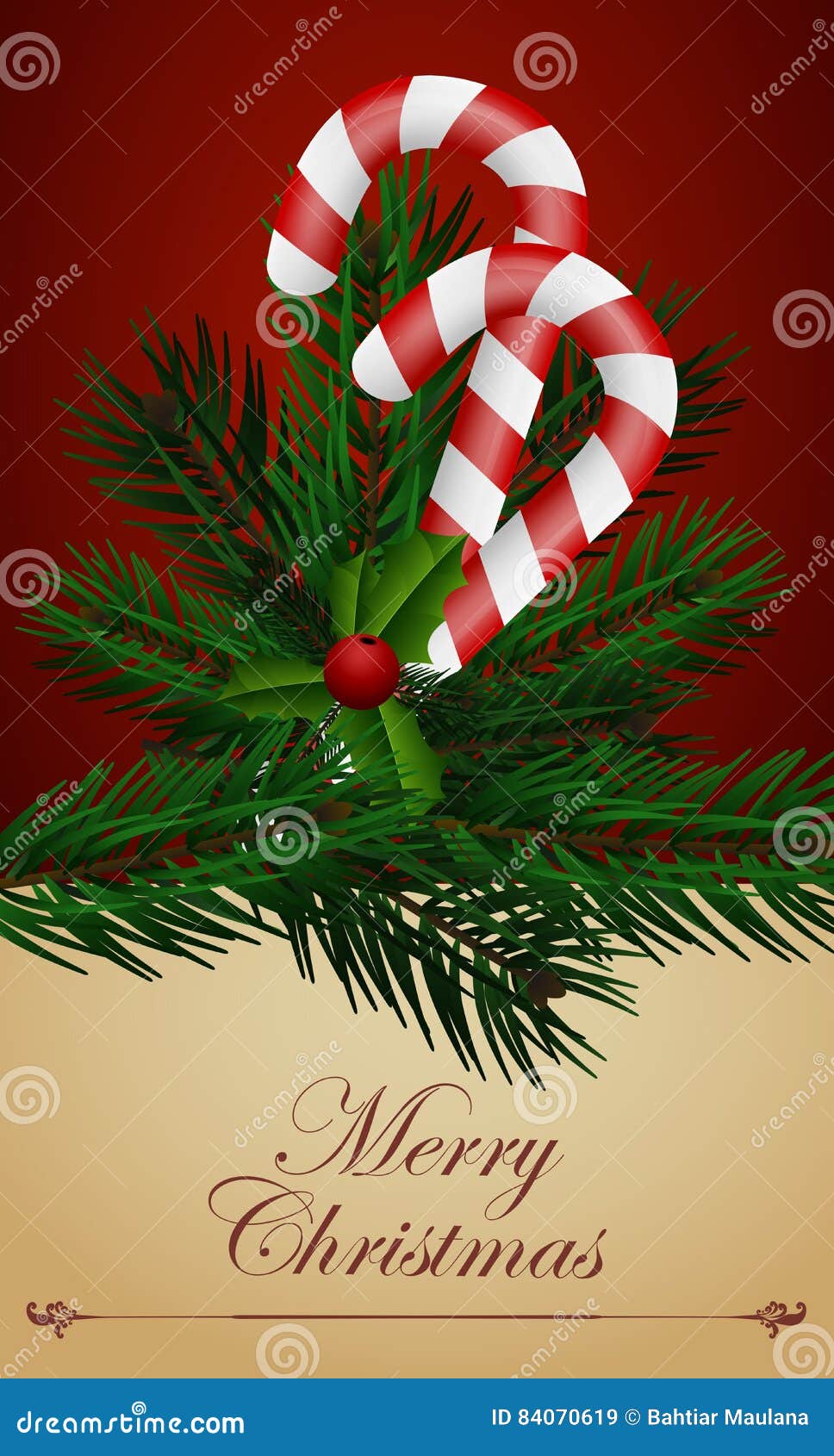 Christmas Greeting Card with Candy Stock Vector - Illustration of ...